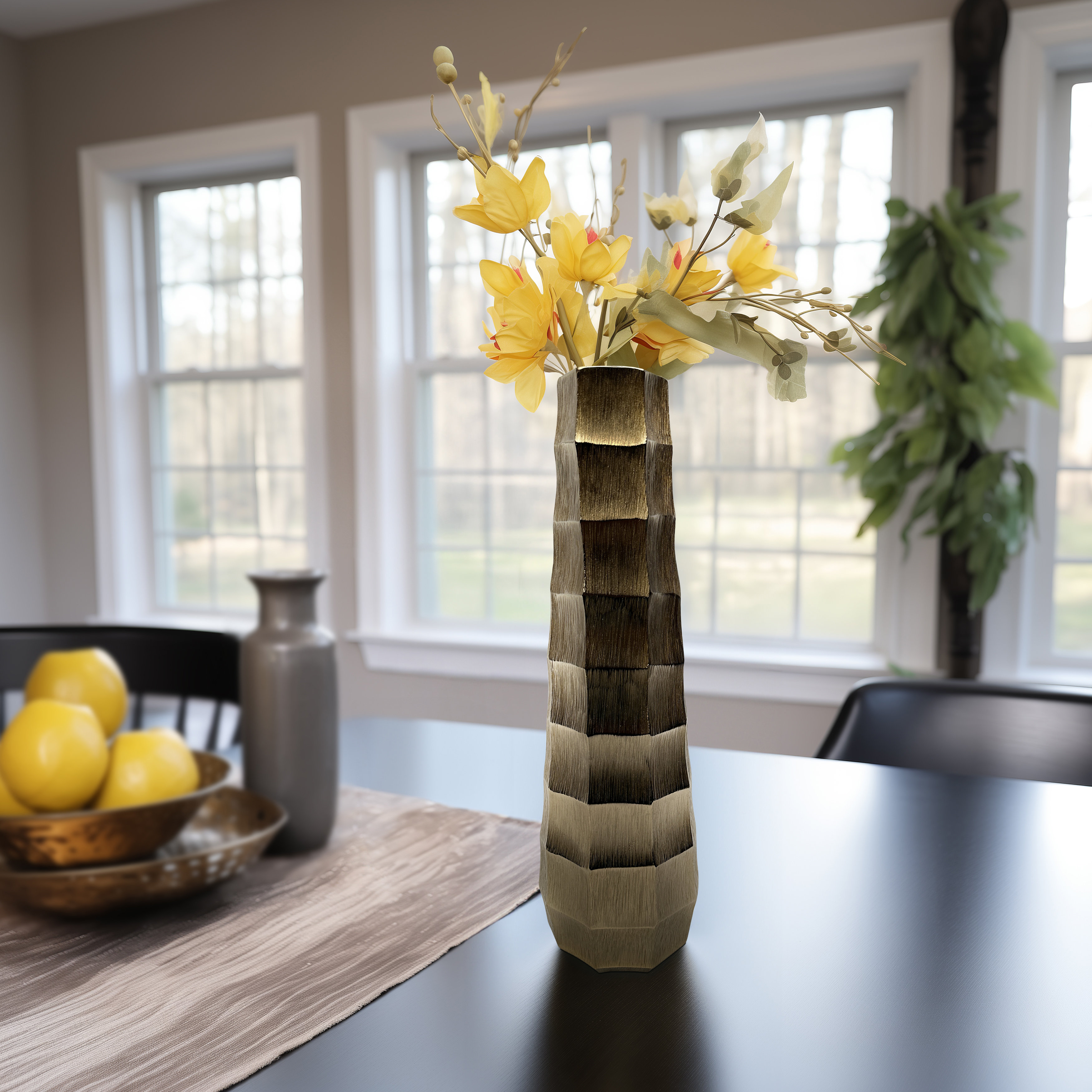 Ivy Bronx Elevarre Elegance Ceramic Vase, Faceted Design, Captivating ...