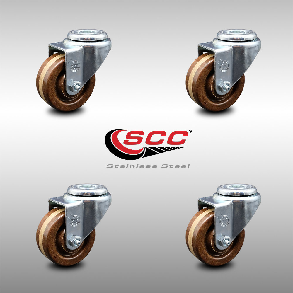 Service Caster High Temp Phenolic Swivel Bolt Hole Caster Set 4 Service ...