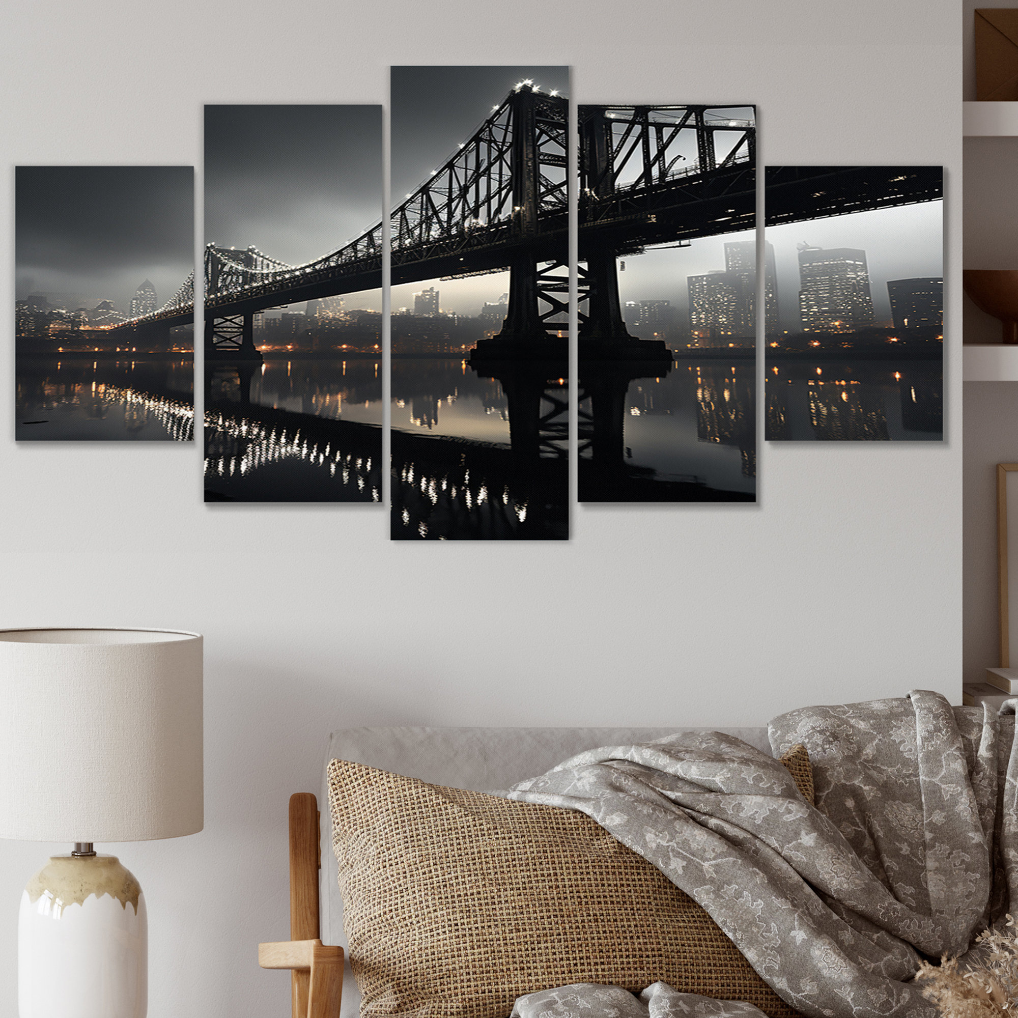 Design Art Grey Bridge Urban Connection Charcoal II - Architecture ...