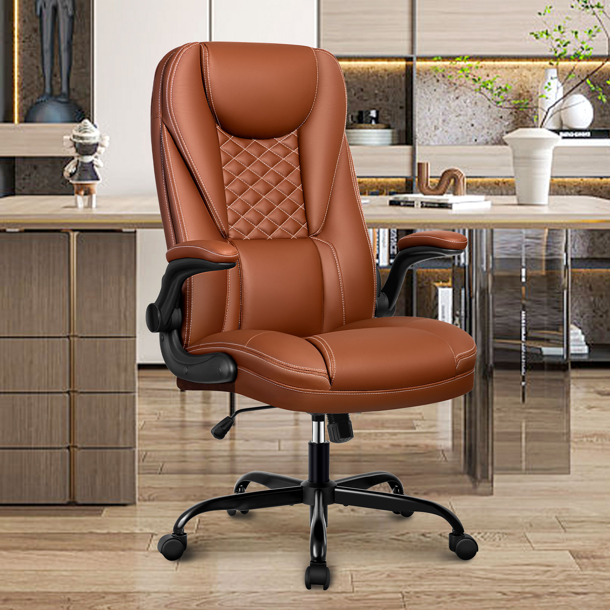 Inbox Zero Loriece Ergonomic Executive Chair with Flip-up Armrests ...