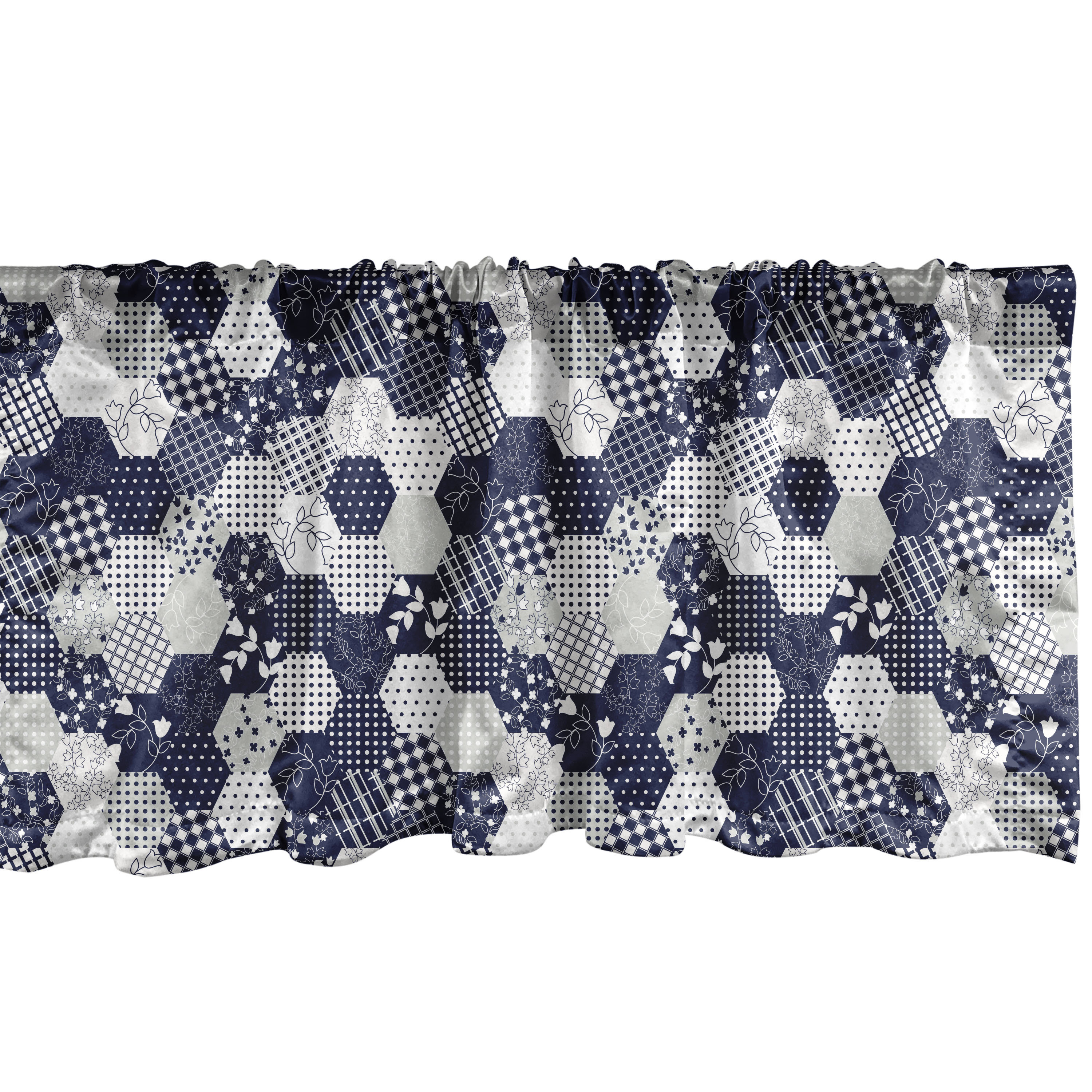 Ambesonne Navy Valance Pack of 2 Patchwork Style Dots Star - Navy and ...