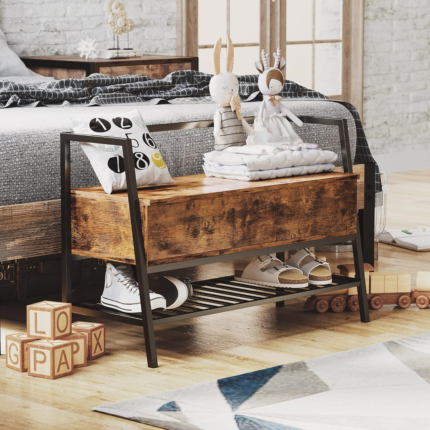 7 Star Marketplace US Industrial Storage Bench With Lift Top Box,Sturdy ...