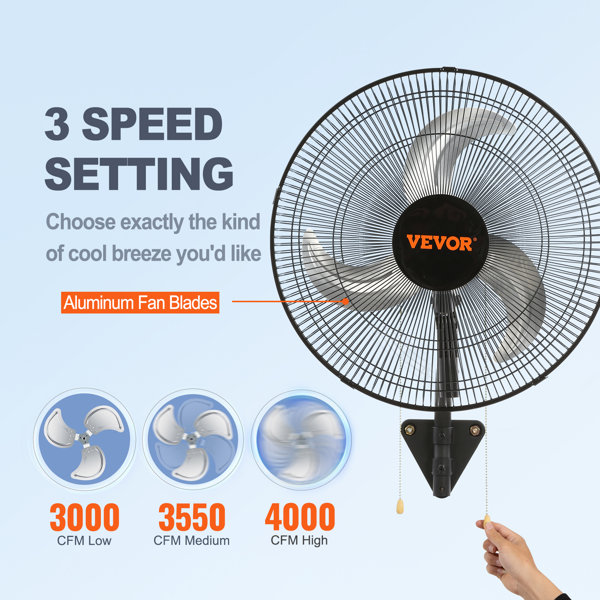 VEVOR 26.4'' Oscillating Wall Mounted Fan Fan & Reviews | Wayfair