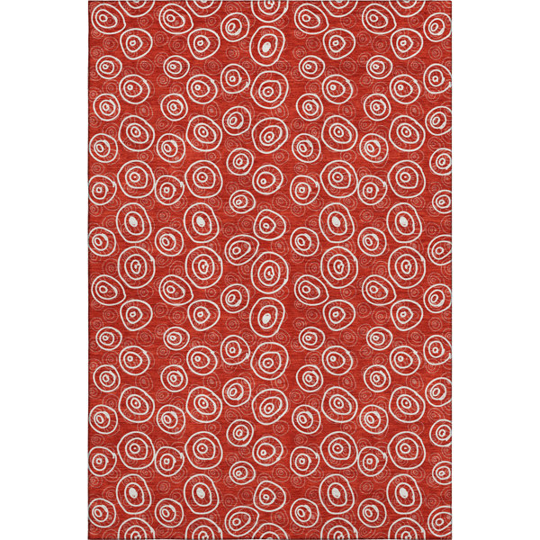 Bungalow Rose Premium Machine Washable Prisco Red Rug | Wayfair