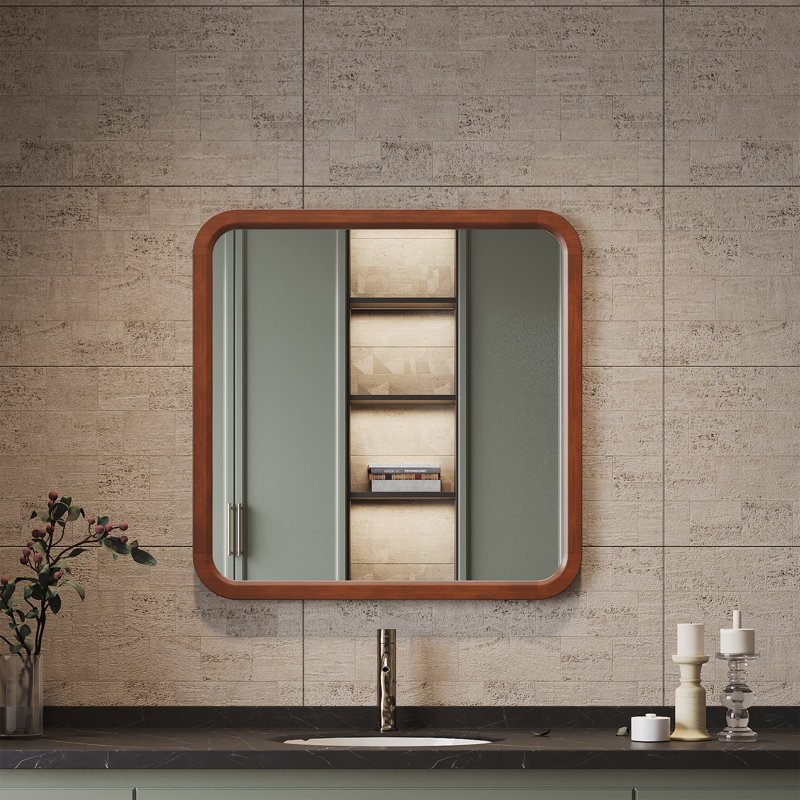 Ebern Designs Square Solid Wood Decorative Wall Mirror & Reviews | Wayfair