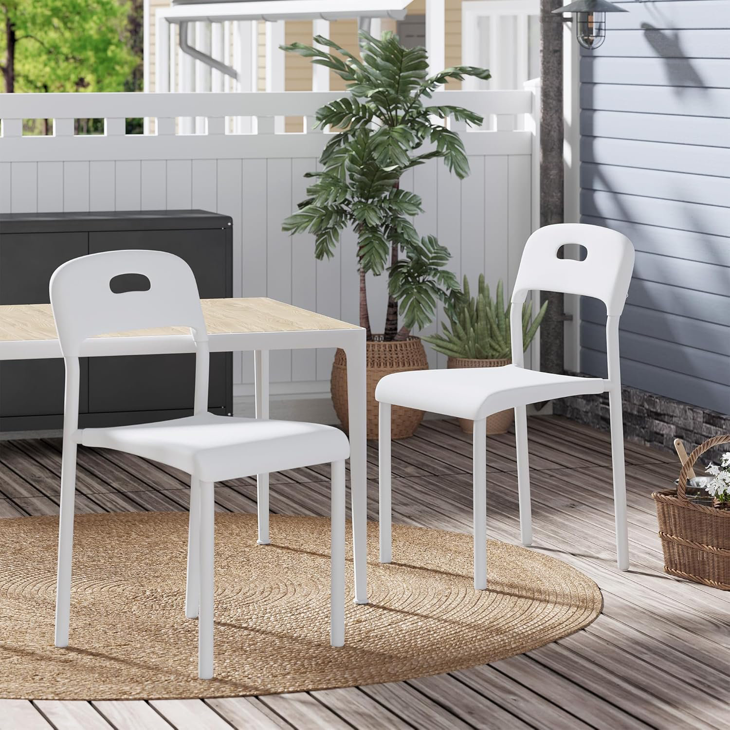 Ebern Designs Dining Chairs Set of 2, Stackable Modern Kitchen Chairs ...