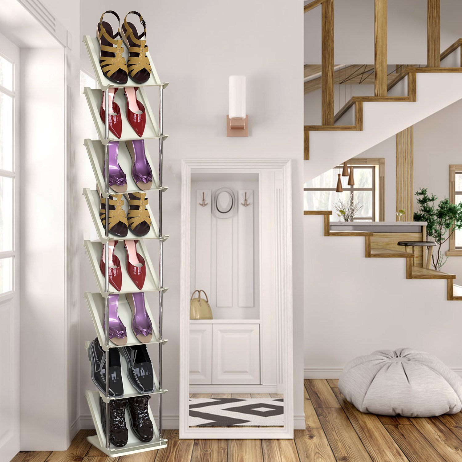 Ebern Designs 8 Tier Vertical Shoe Rack | Wayfair