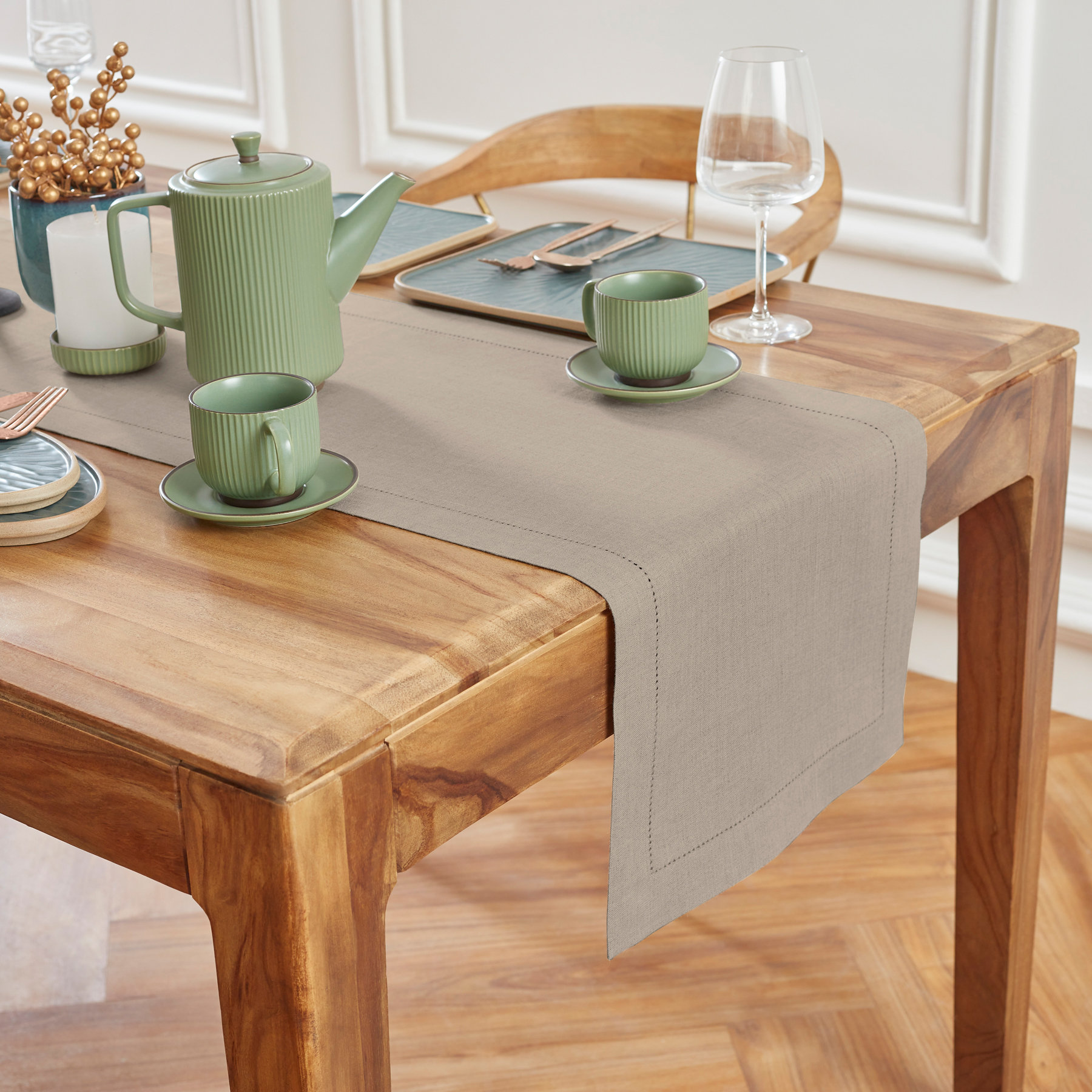 Solino Home Medium Weight Hemstitch - 100% Pure Linen Rectangle Dining ...