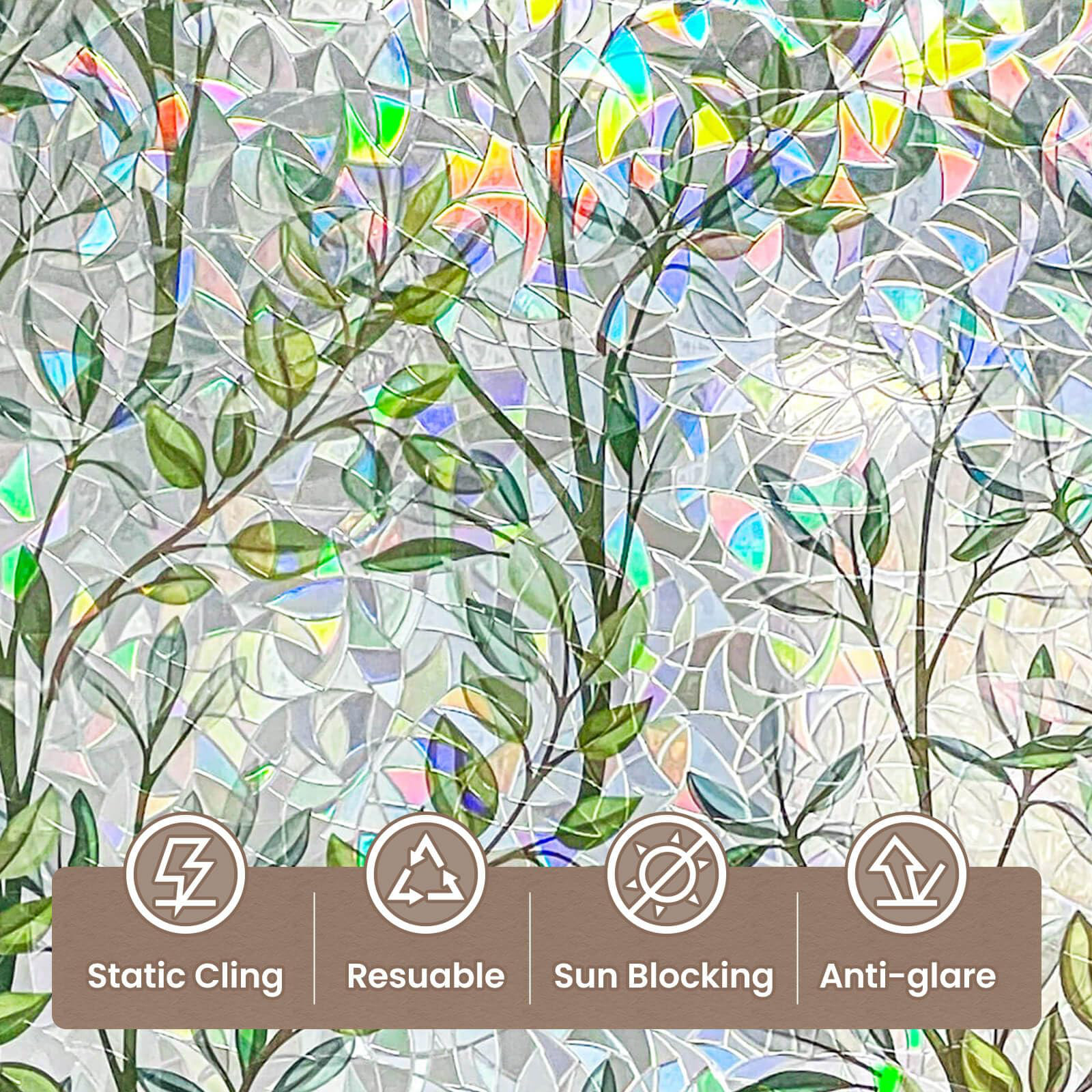 Winston Porter 3d Stained Glass Window Privacy Film, Decorative Window ...