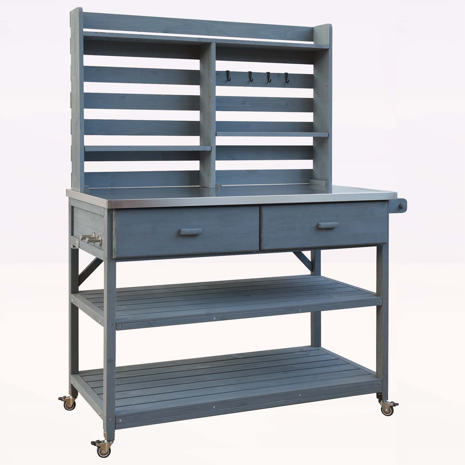 Arlmont & Co. Versatile Outdoor Potting Bench with Lockable Wheels and ...
