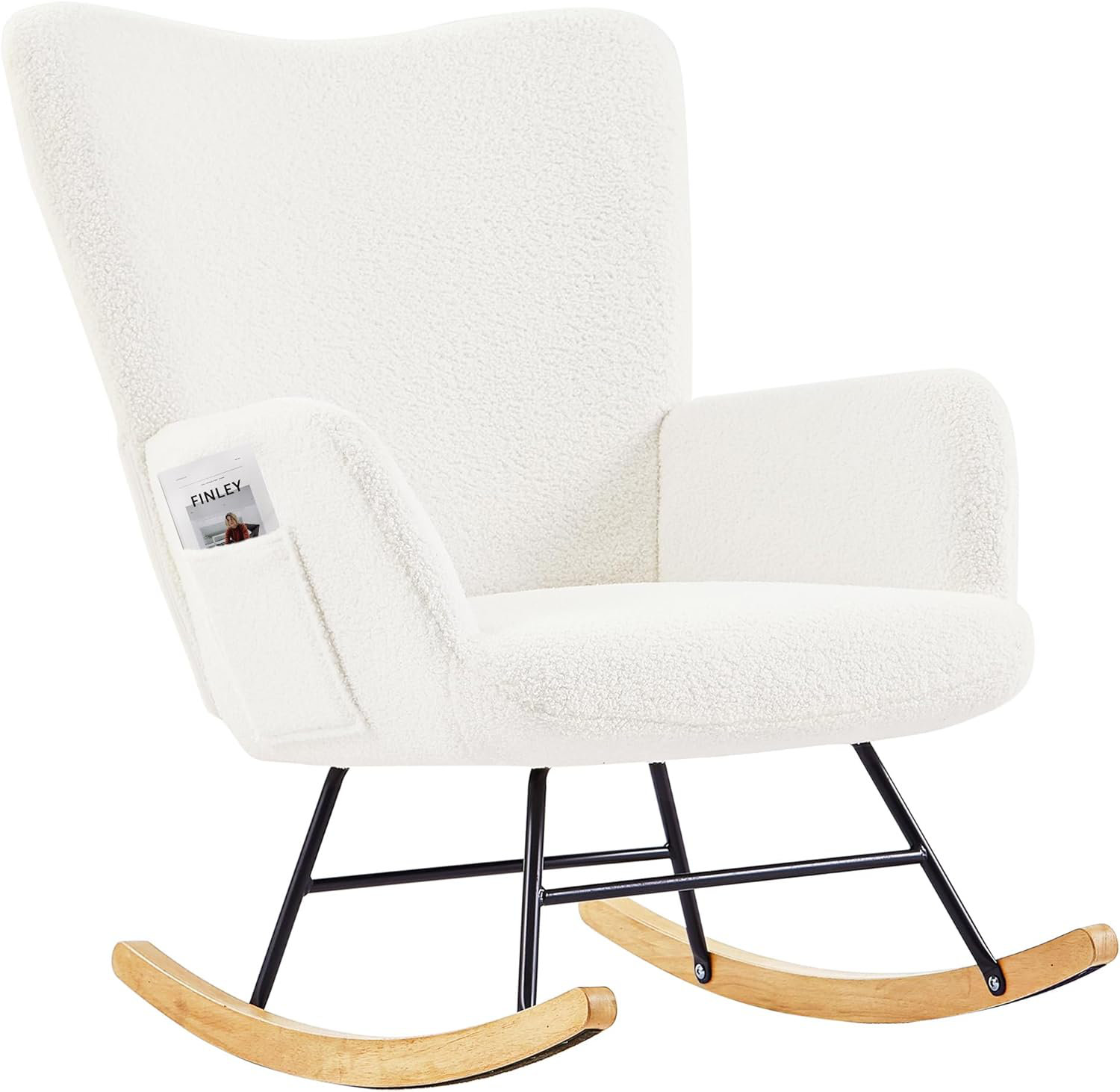 Corrigan Studio® Rocking Chair, Modern Upholstered Teddy Fabric Nursery ...
