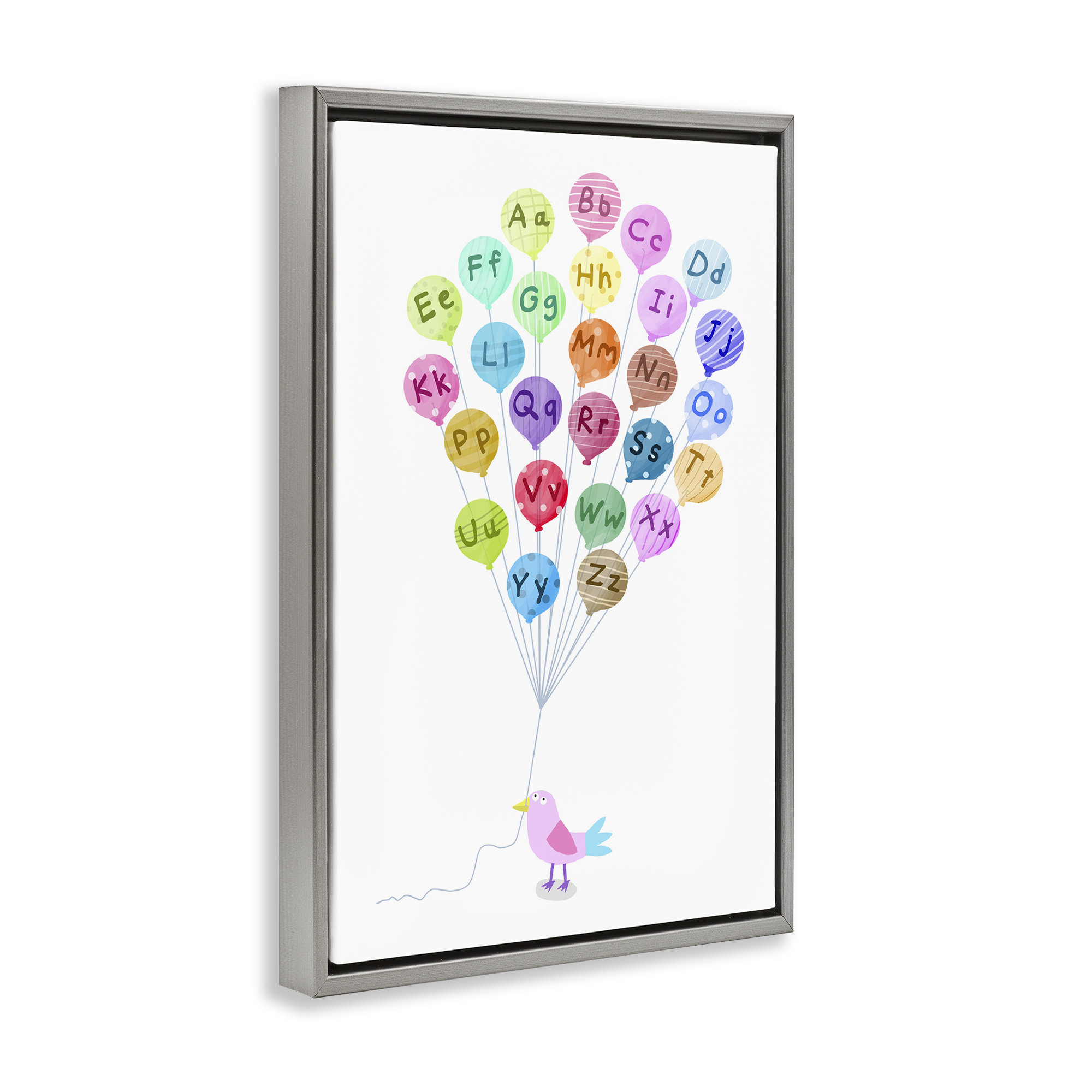 Lark Manor™ Bird & Alphabet Balloons Framed Floater Canvas by Carla ...