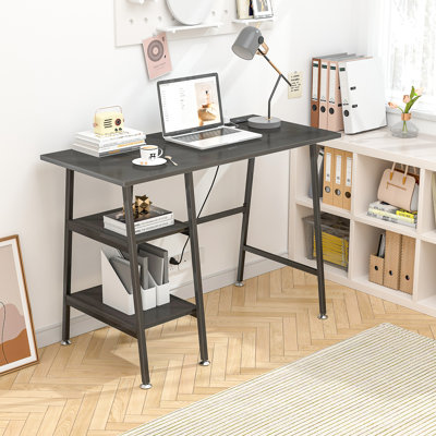 George Oliver Imkea 43 Inch Small Computer Desk With Power Outlets ...