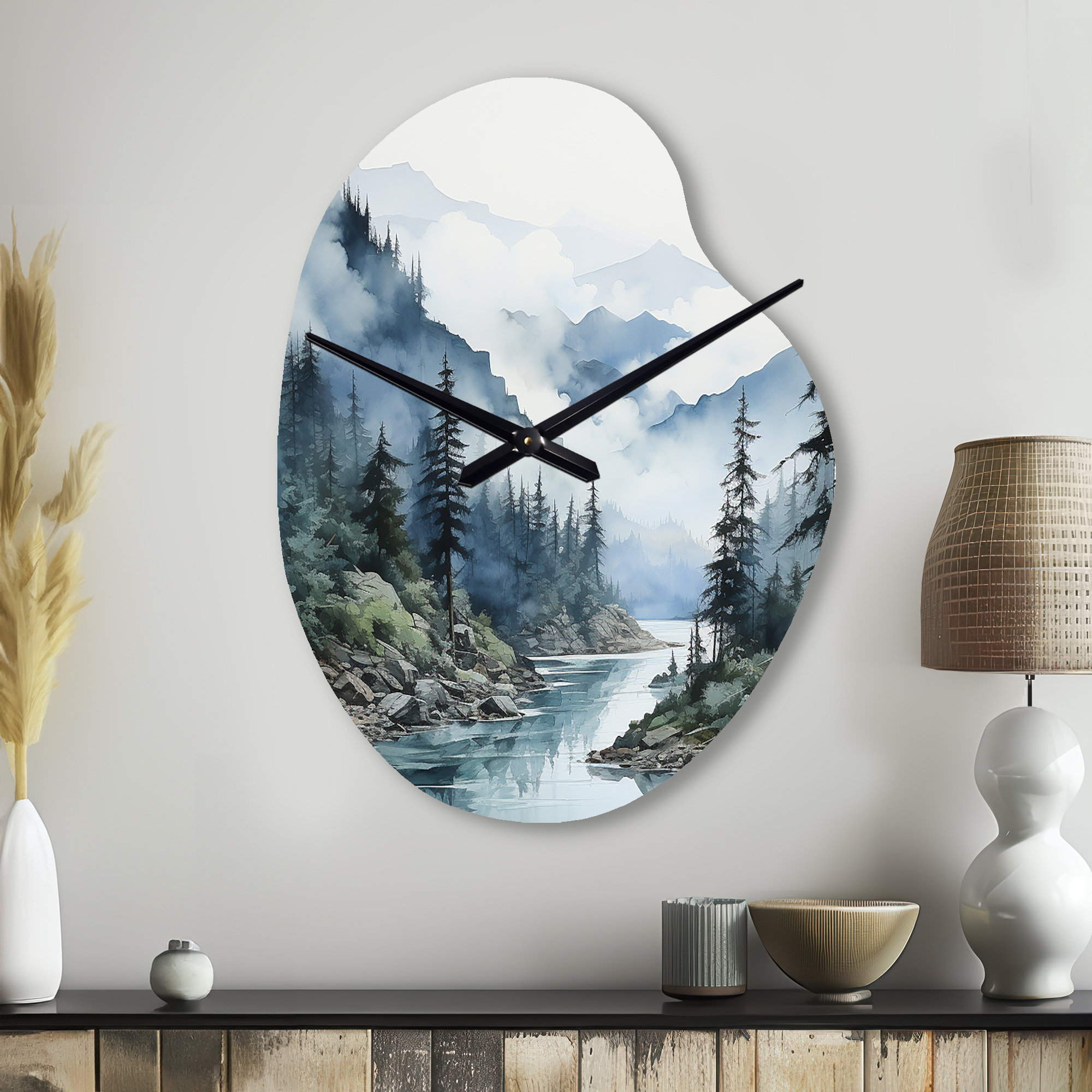 Design Art Grey Blue Minimalism Forest Reflections II - Irregular Shape ...