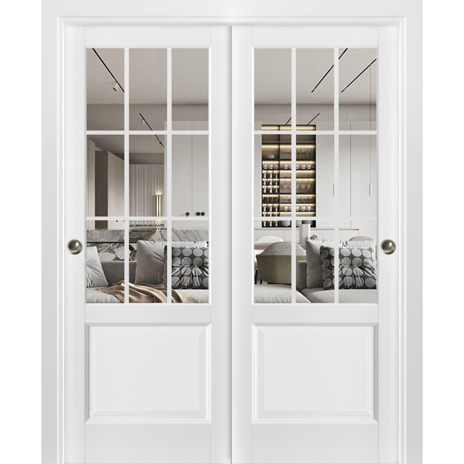 SARTODOORS Felicia Clear Glass Sliding Closet White Doors - Wayfair Canada