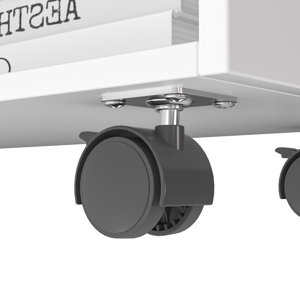 Ebern Designs White Rolling Kitchen Island Cart Irregular Storage Grid ...