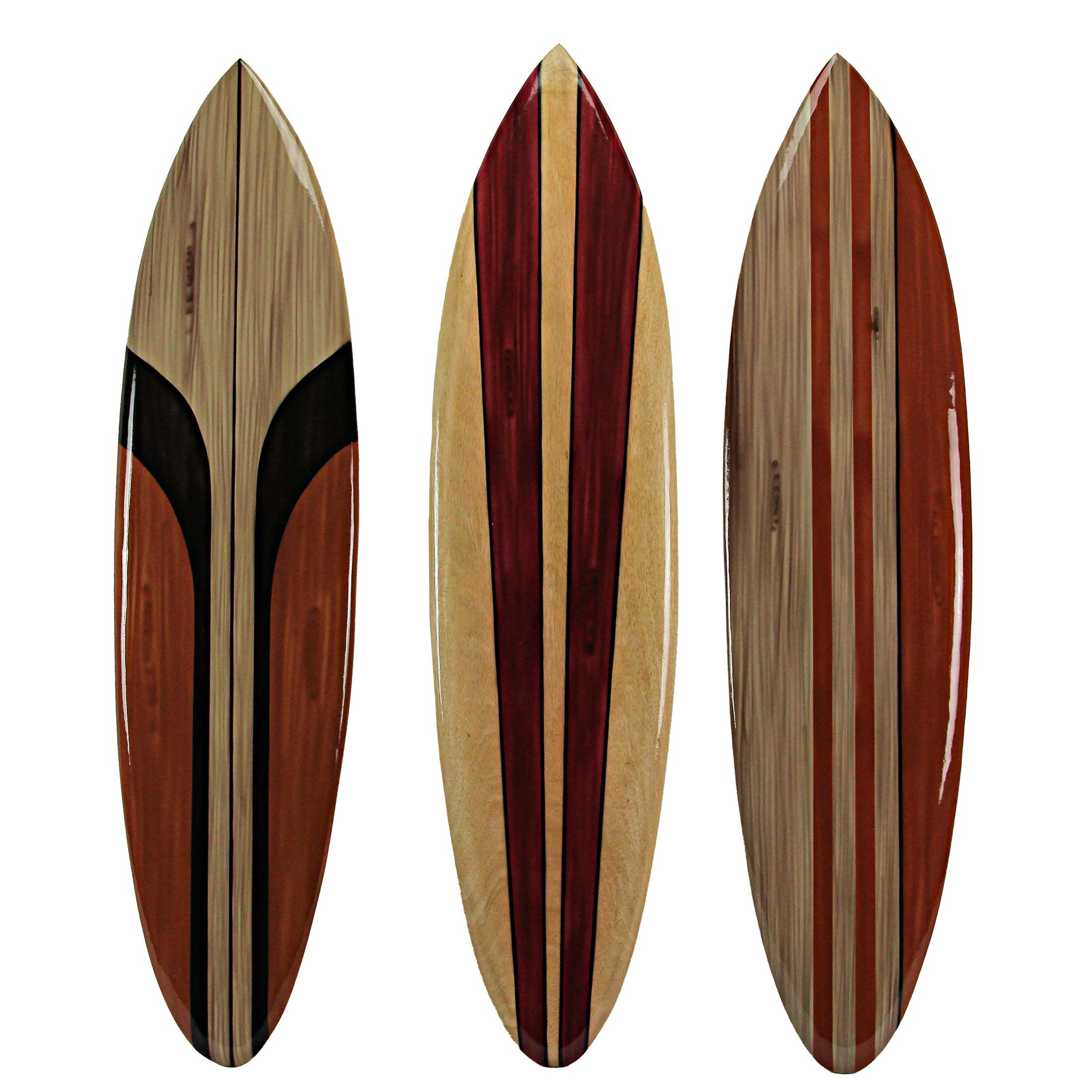 Breakwater Bay Set Of 3 Hand-Carved Wooden Surfboard Wall Hangings ...