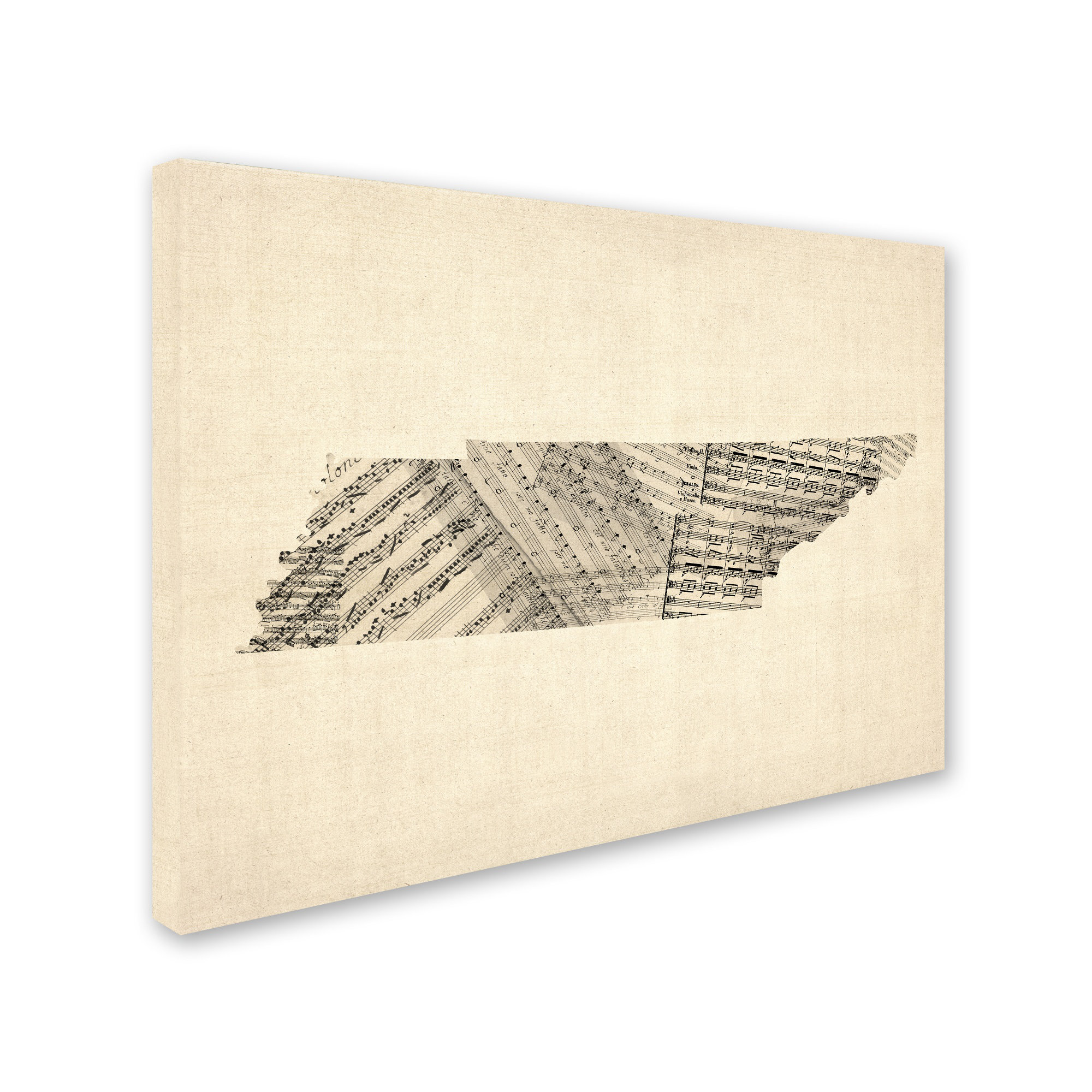 17 Stories 'Old Sheet Music Map of Tennessee' Graphic Art on Wrapped ...