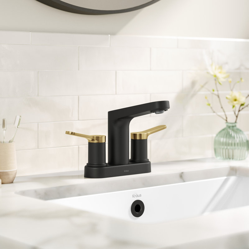 KRAUS Indy Centerset Bathroom Faucet With 2 Handles, Pop Up Drain And ...