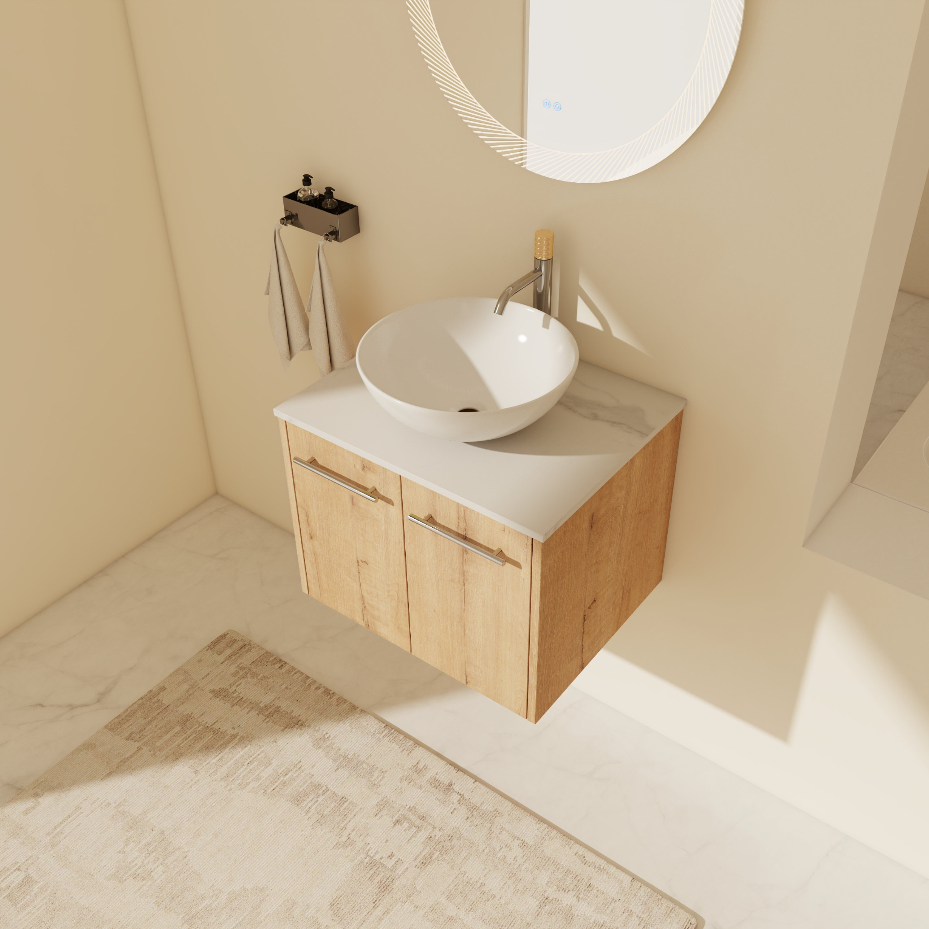 Ebern Designs Meuble-lavabo simple mural 23,63 po avec plateau en ...