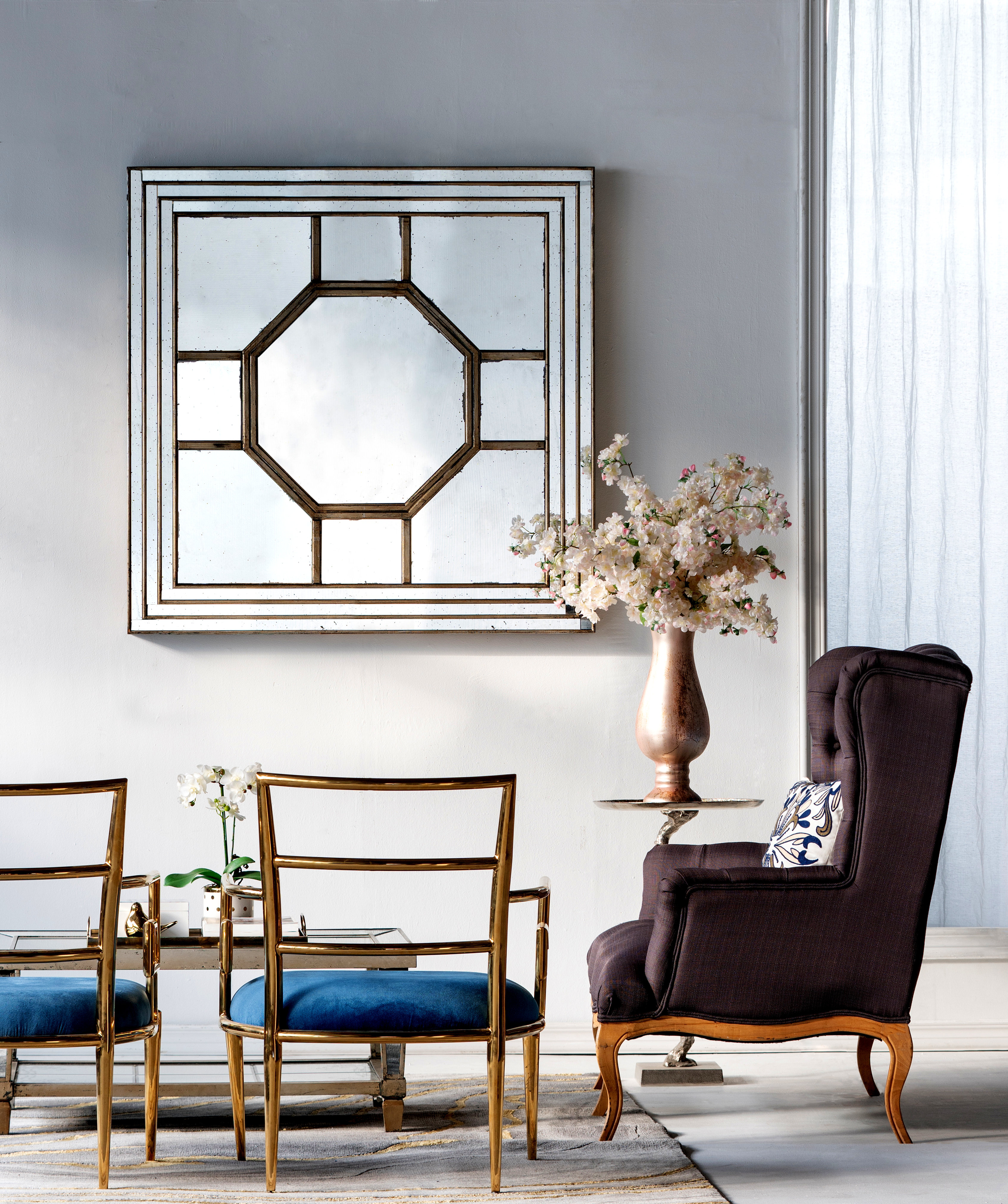 17 Stories 48"X48" Antique Style Decorative Square Wall Mirror With ...