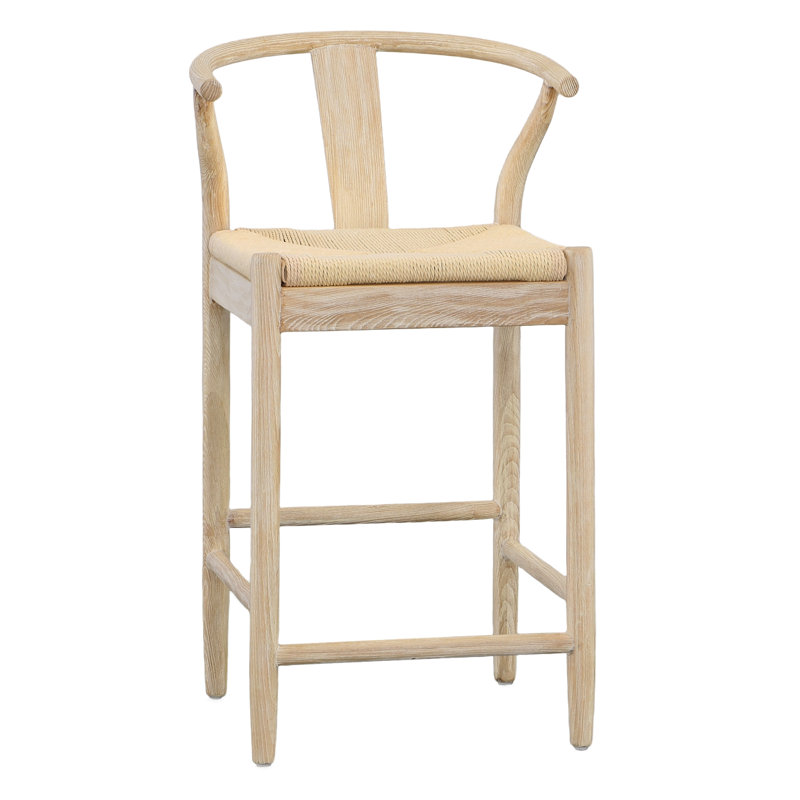 Corrigan Studio® Renault 37" Tall Oak Wood Counter Stool, Light ...
