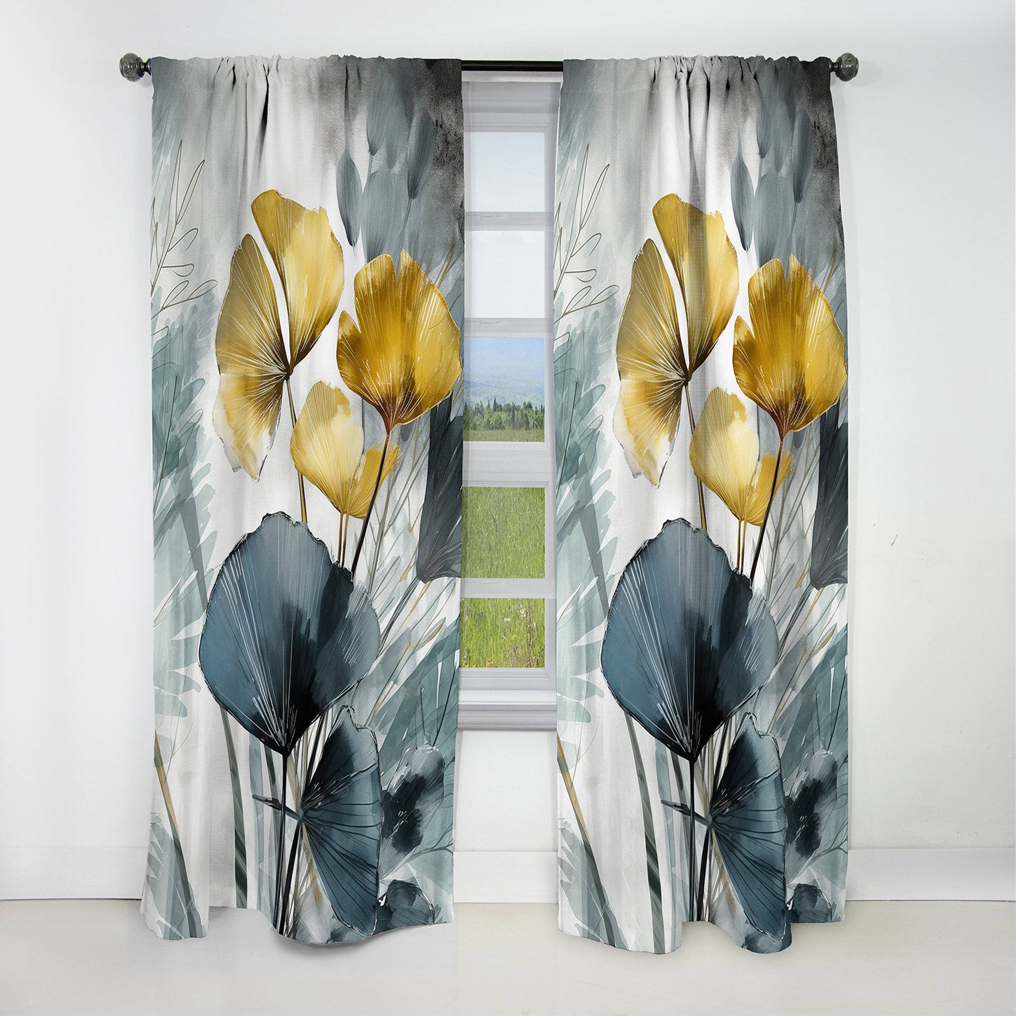 Wildon Home® Palm Tropical Ginkgo Artwork I - Palm Trees Curtain ...