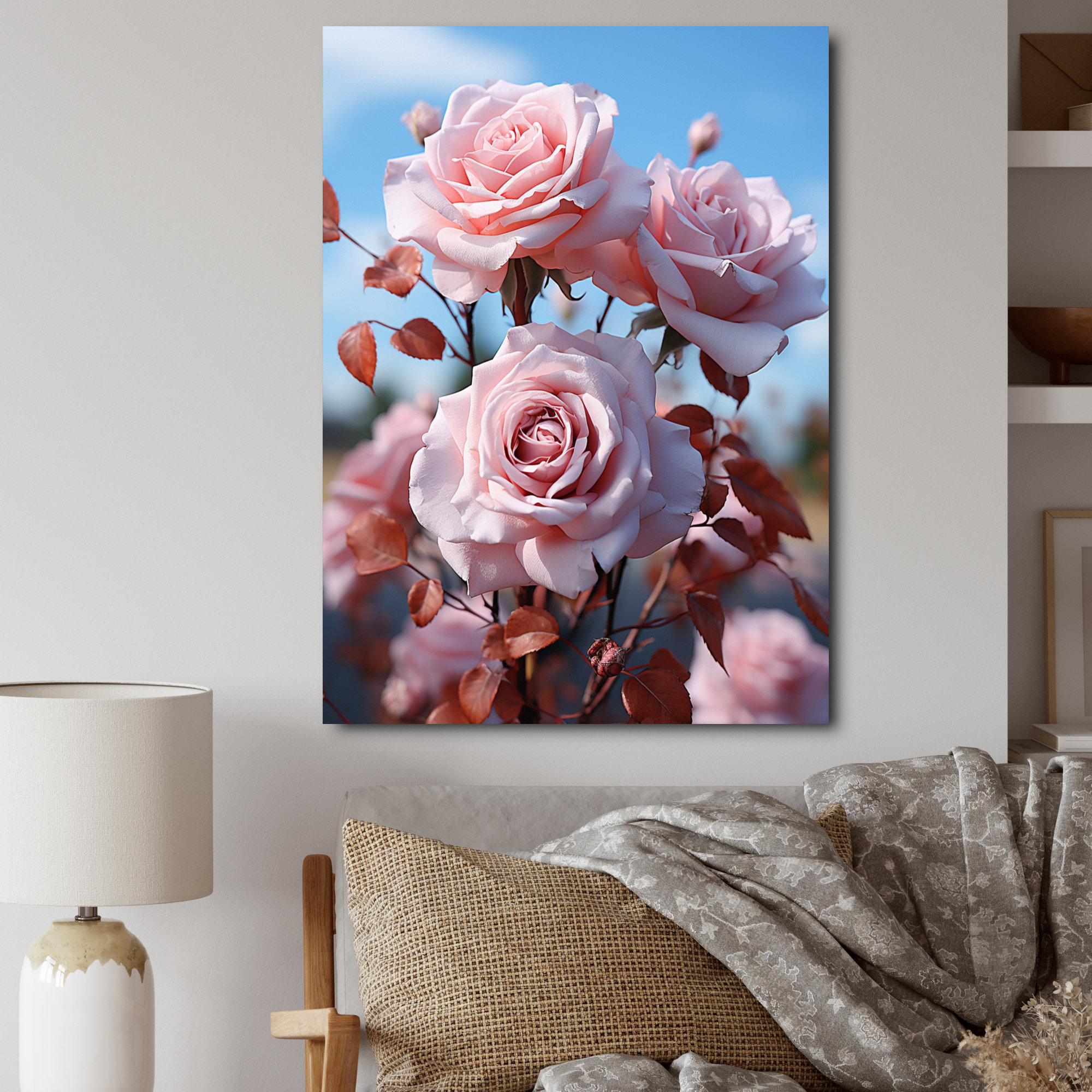 Red Barrel Studio Pink Flowers Pastel Elegance I - Floral Canvas Wall ...