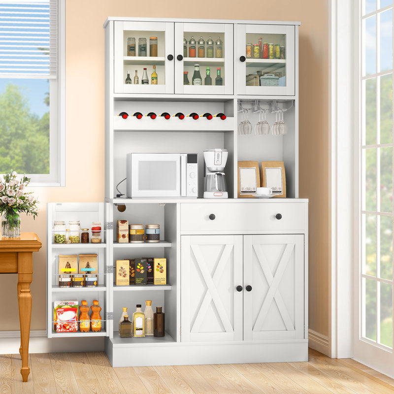 Gracie Oaks 71'' Kitchen Pantry Storage Cabinet Buffet Cabinet With ...
