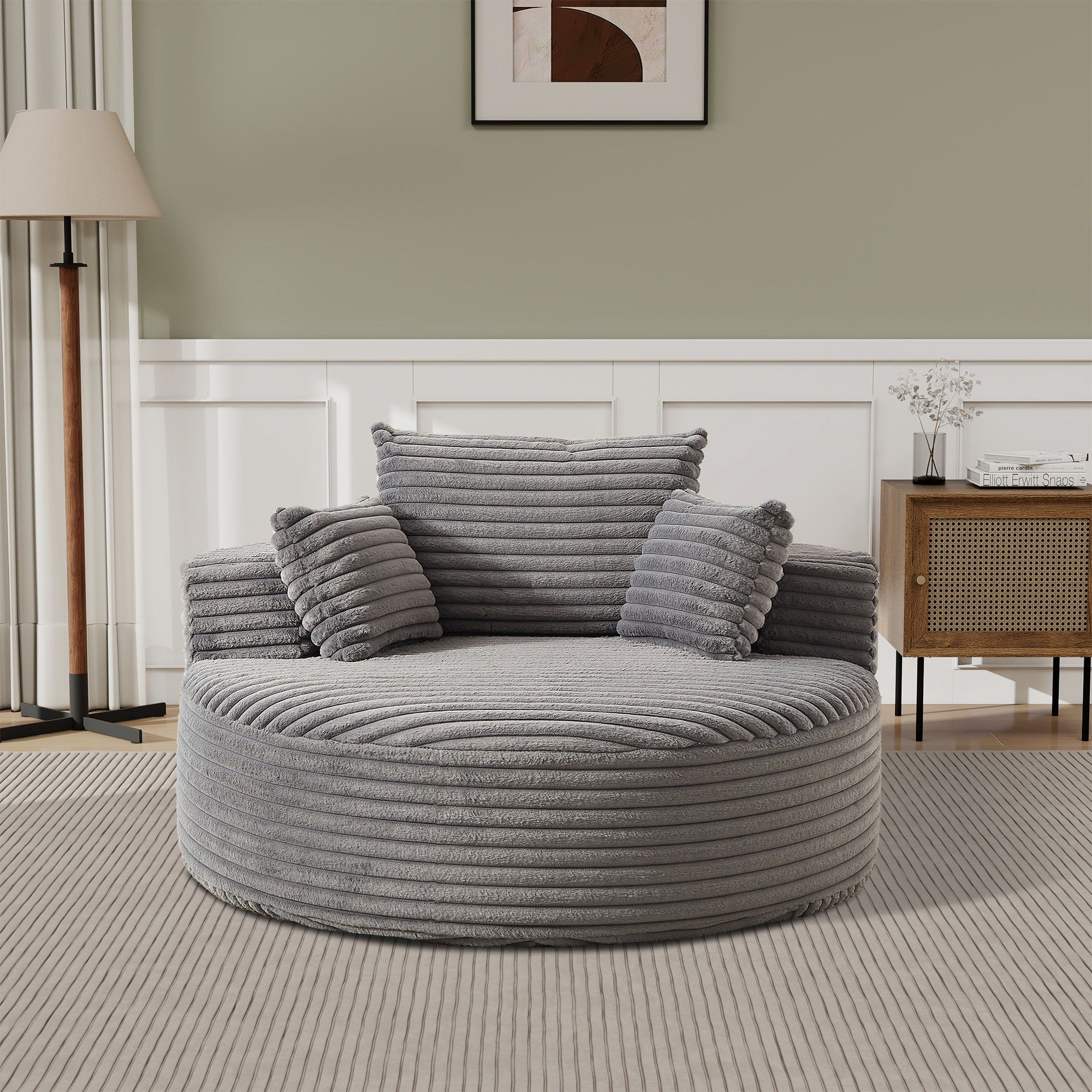 Latitude Run® No Assembly Required Oversized Corduroy Chaise Lounge ...