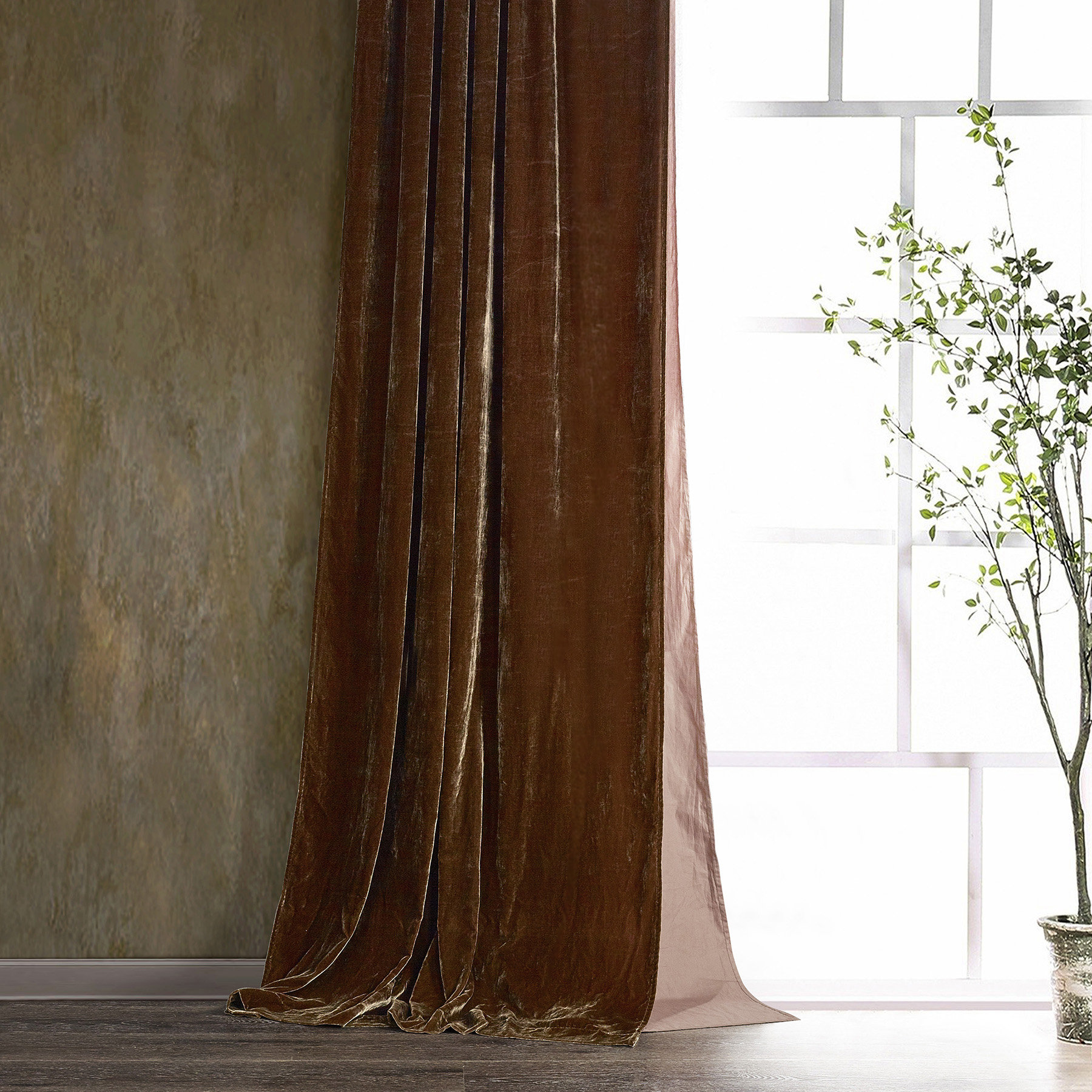 HiEnd Accents Stella Solid Color Faux Silk Velvet Romantic Western ...