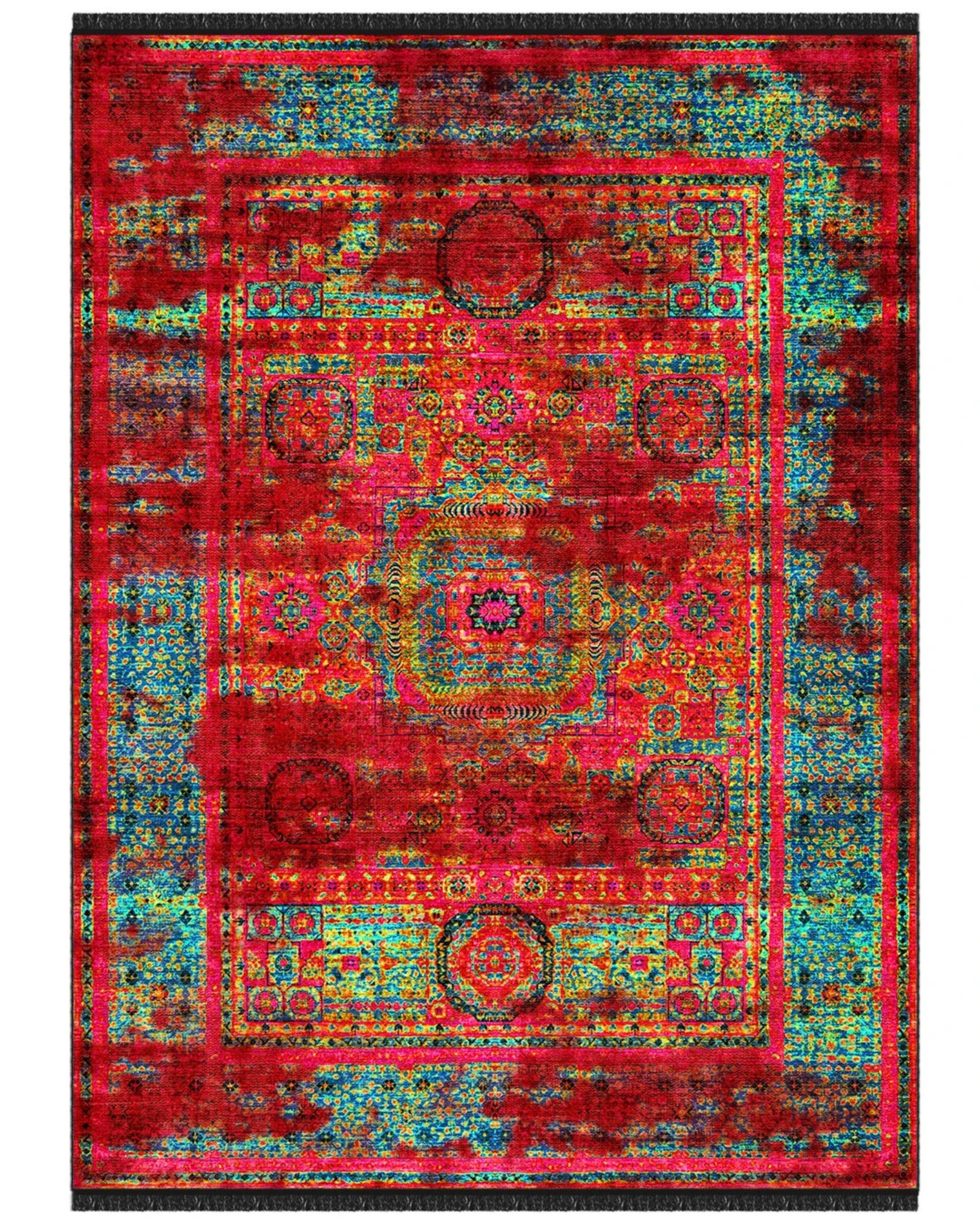 Bungalow Rose Isiah Oriental Design Red Carpet Machine Made Cotton ...