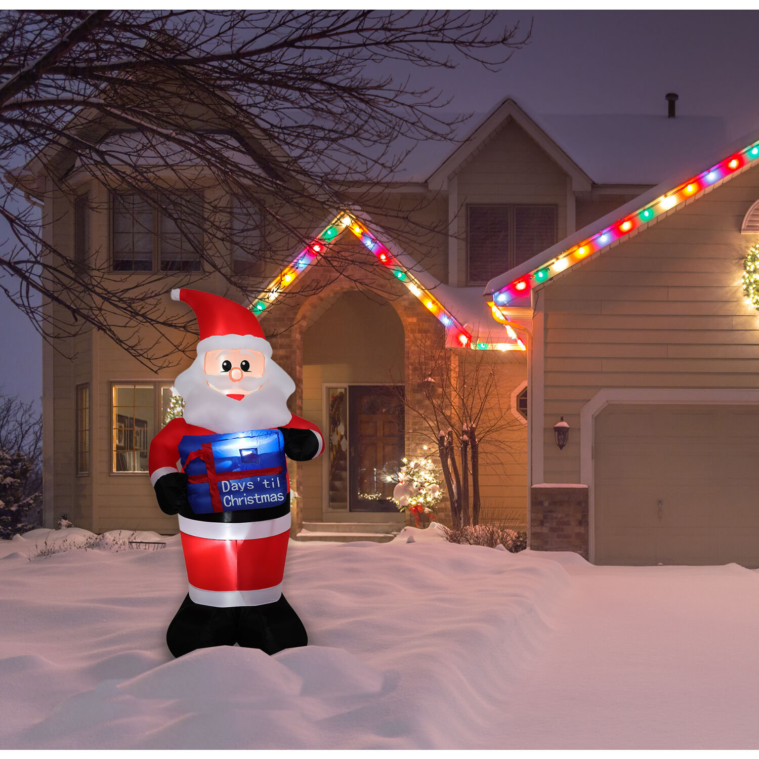 Fraser Hill Farm 7 Ft. Santa Claus With Countdown And LED Lights ...