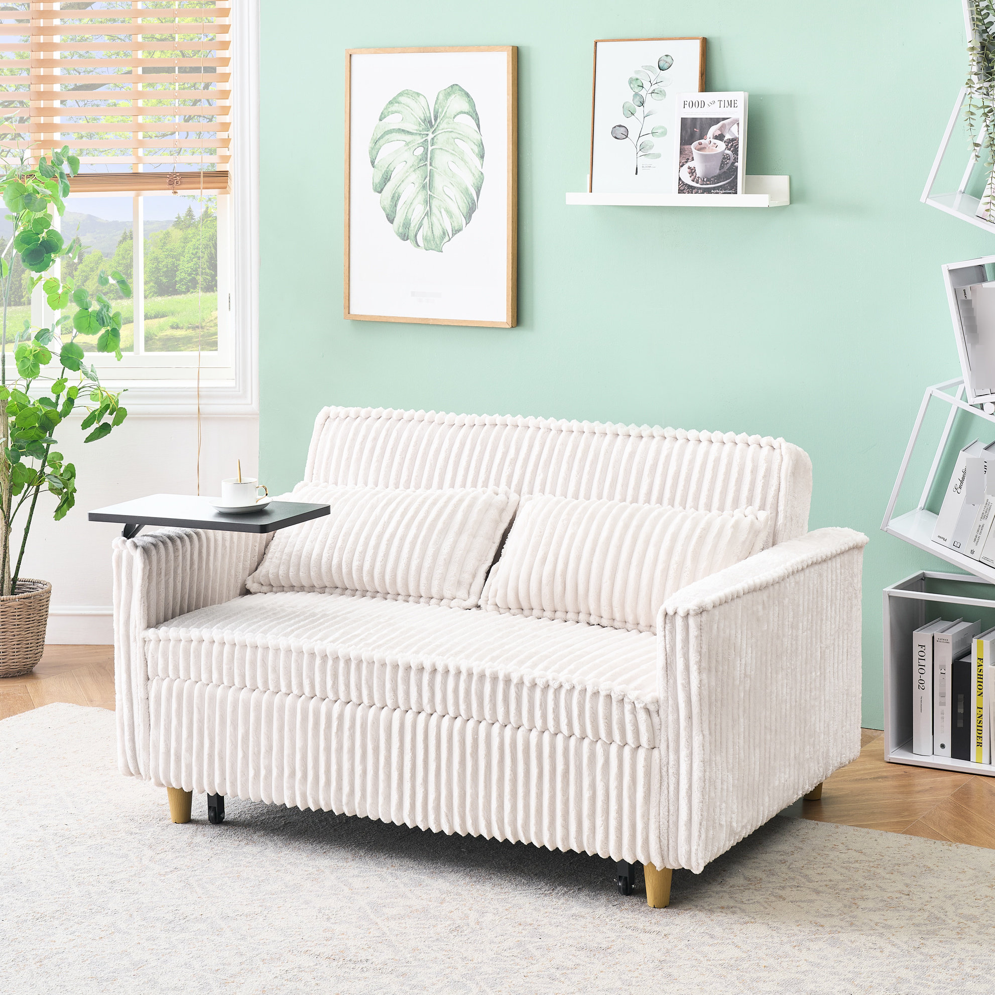 Latitude Run® Corduroy With Bed, Movable Tabletop And , 2 Seats For ...