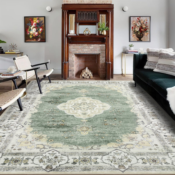 Bungalow Rose Boho Luxurious Vintage Floral Printed Area Rug Living ...
