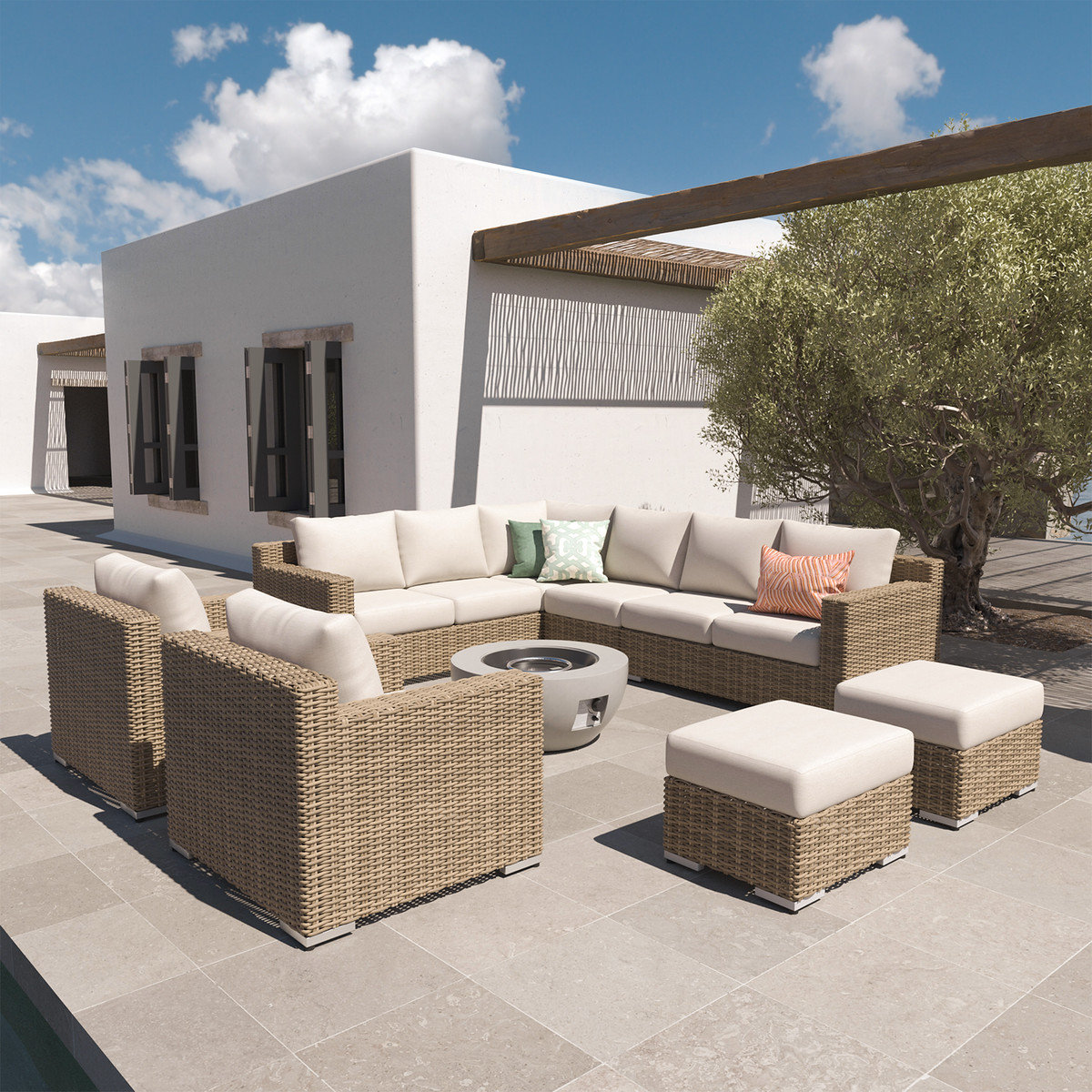 Hokku Designs Tenafly 9-Piece Fire Seating Sectional | Wayfair