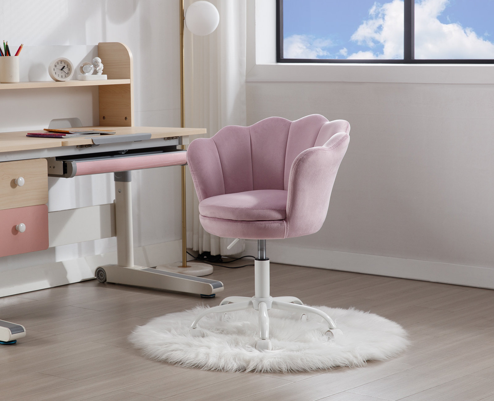 Mercer41 Flower Swivel Adjustable Height Kids Chair With 5 Wheels ...