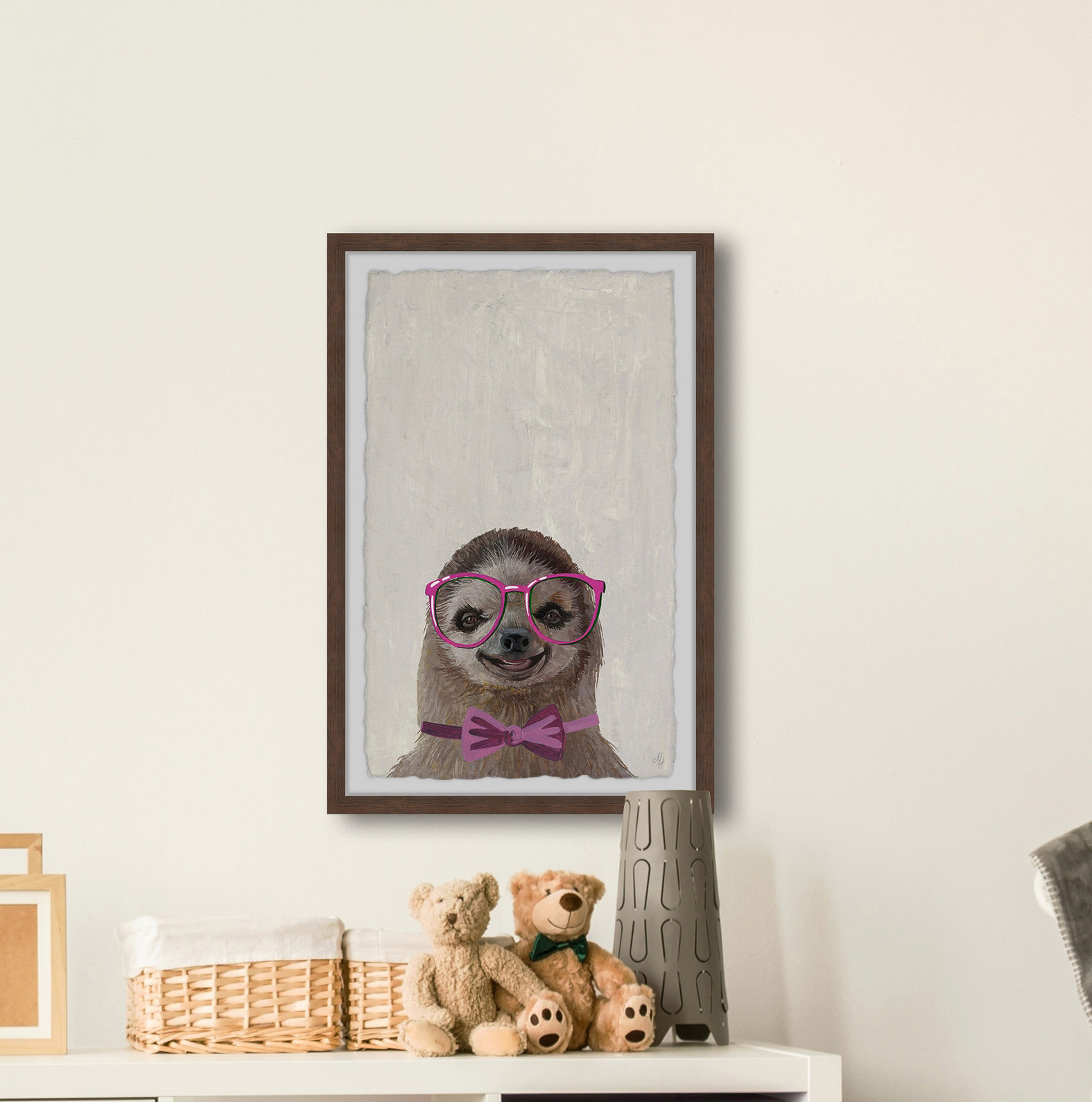 Isabelle & Max™ Kingsbury Sloth with a Bow III Framed Print | Wayfair