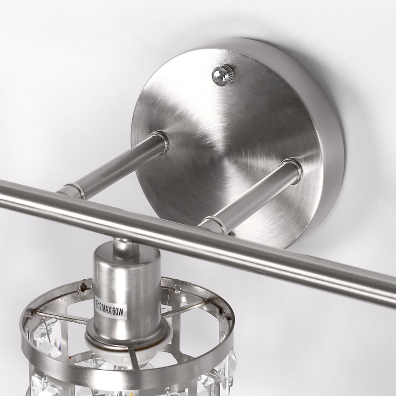 Mercer41 3-Light Brushed Nickel Crystal Bathroom Vanity Light Over ...