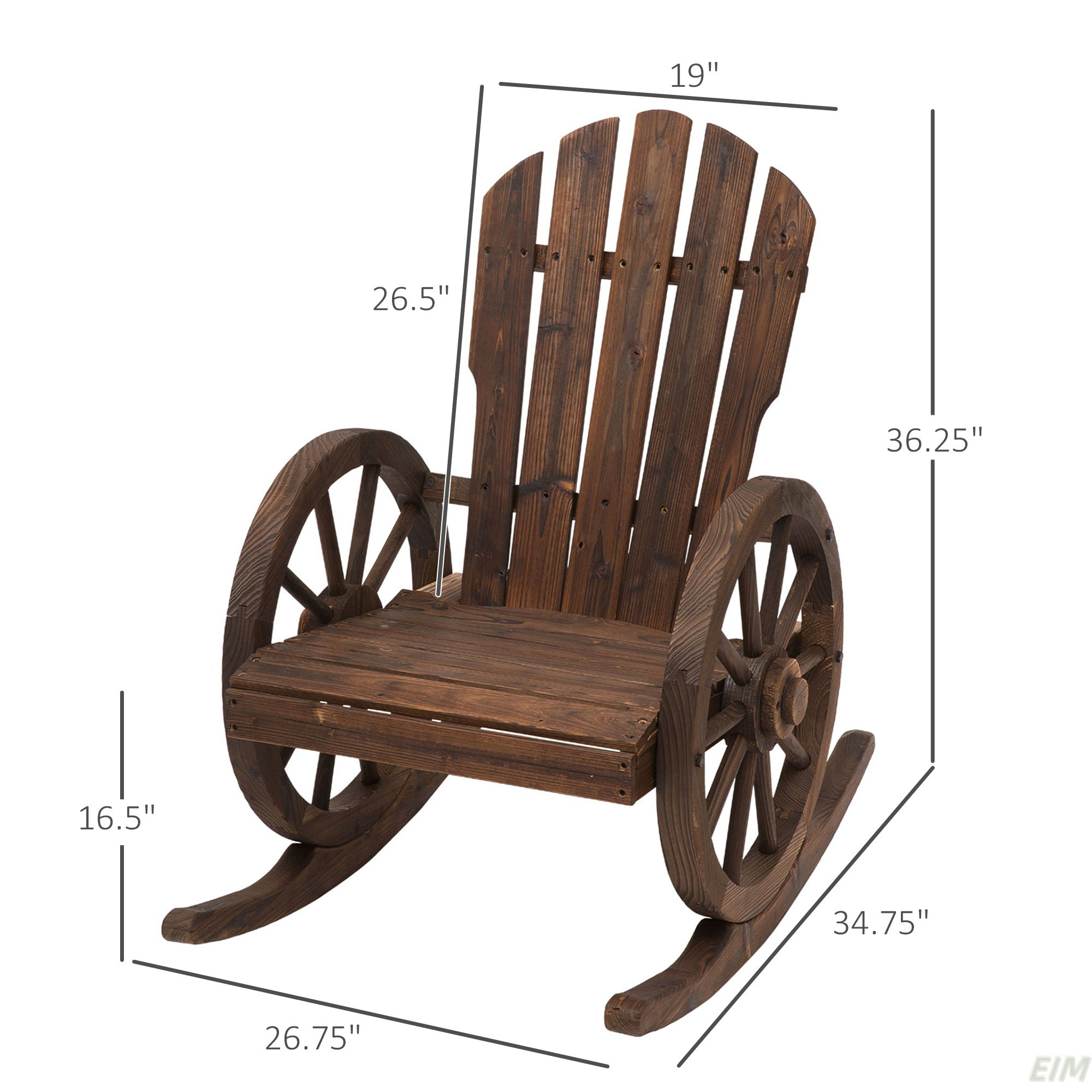 Millwood Pines Wooden Rocking Chair, Adirondack Rocker Chair W/ Slatted ...