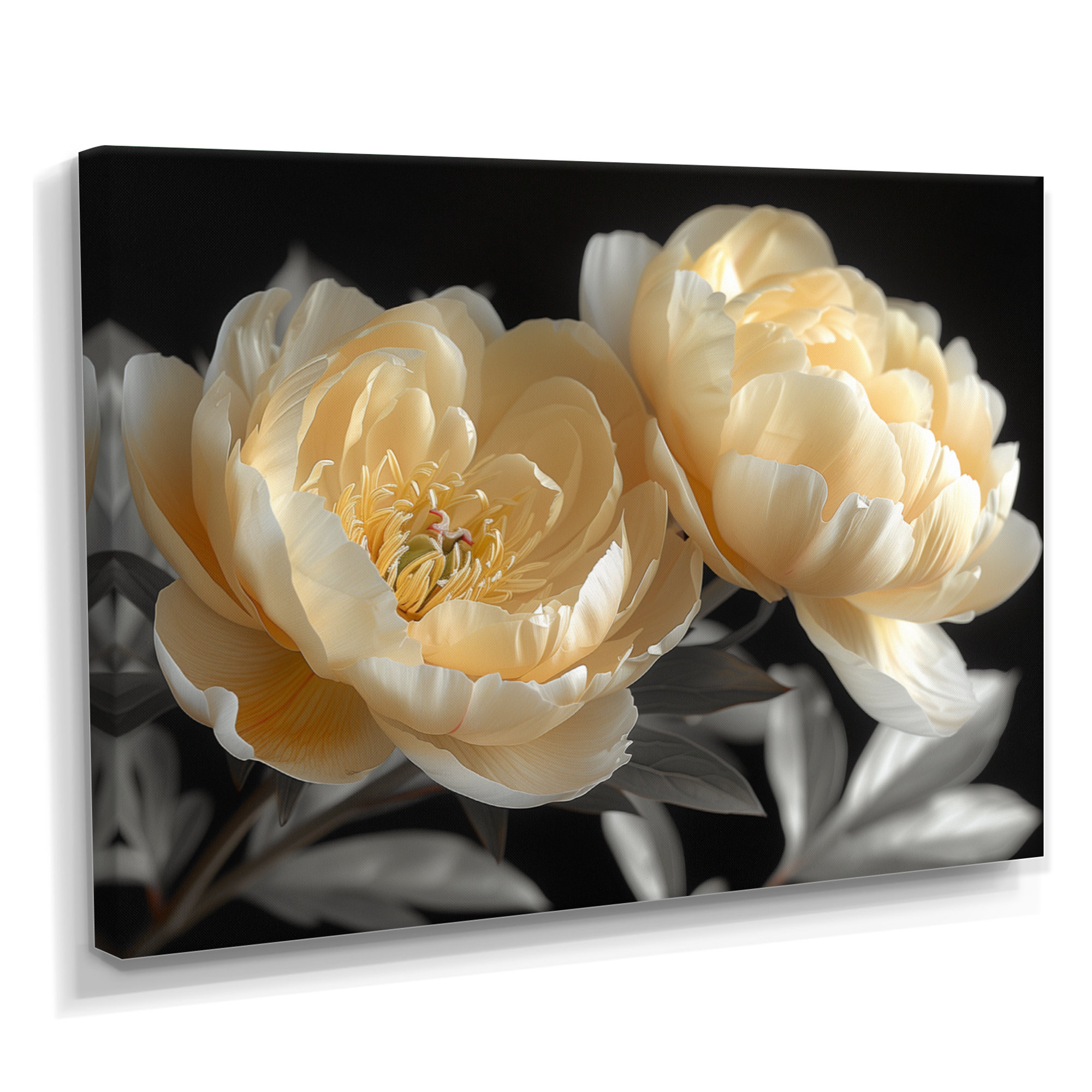 Ebern Designs White Black Crystal Peonies Beauty I - Peonies Wall Art ...