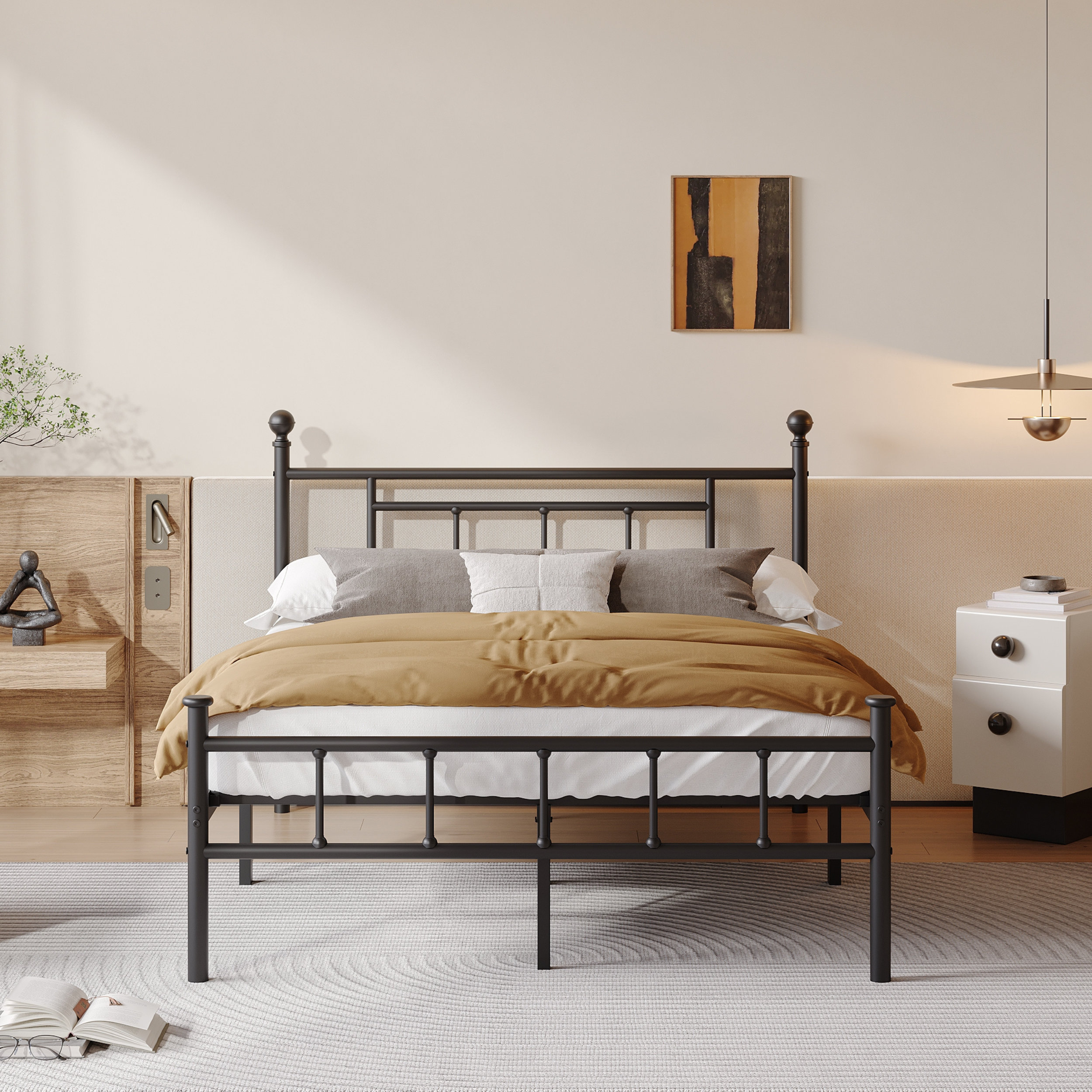 Charlton Home® 14" Platform Bed Frame,Heavy Duty Metal, No Box Spring ...