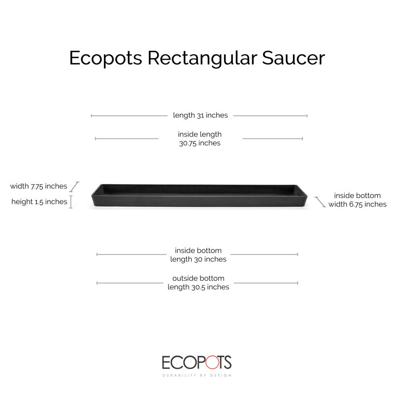 Ecopots Rectangular In/Outdoor Recycled Plastic Planter Flower Pot ...