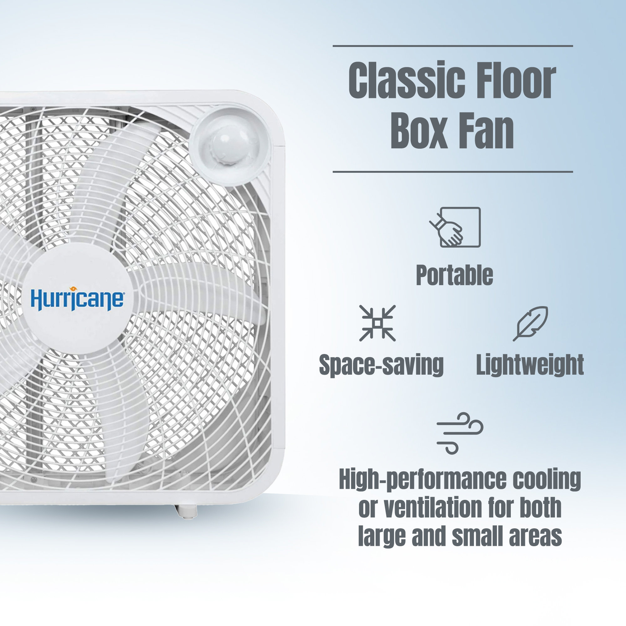 Hurricane 20 Inch Classic Series Floor Box Fan with 3 Efficient Speed ...