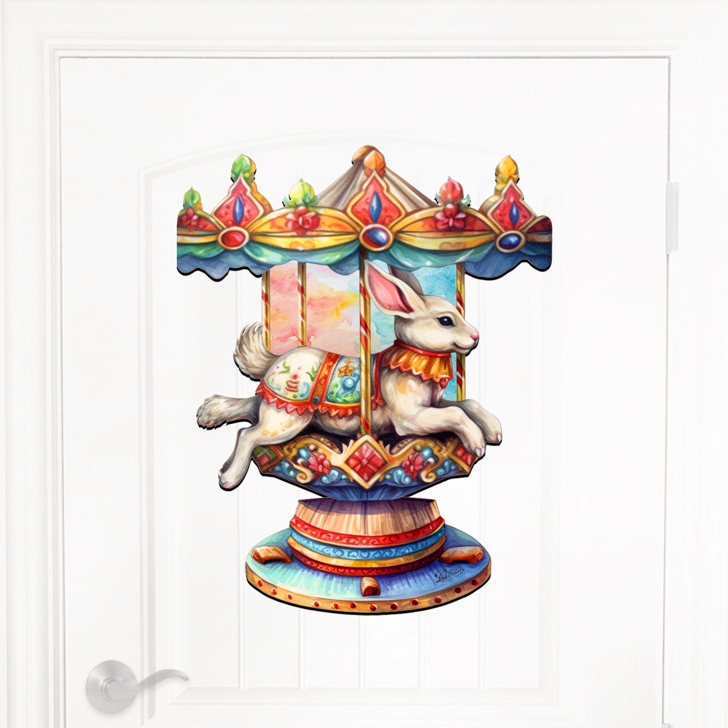 The Holiday Aisle® Klodjana Carousel Bunny Wooden Wall Décor | Wayfair