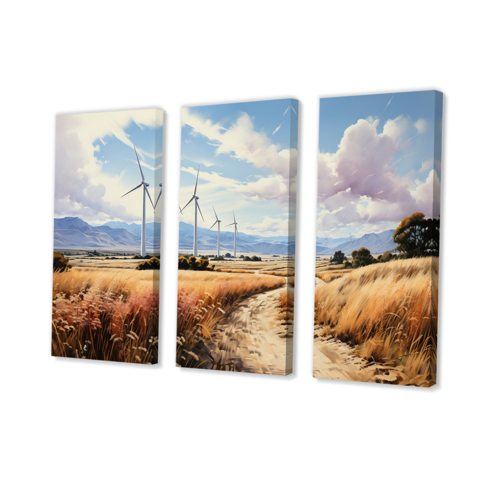 August Grove Wind Turbines Sunlit Spin - Landscapes Canvas Prints Set ...