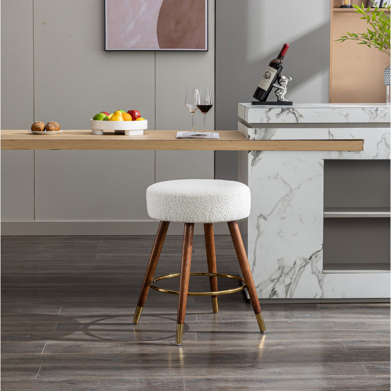 Everly Quinn Boucle Upholstered Counter Height Stool, 360° Swivel | Wayfair