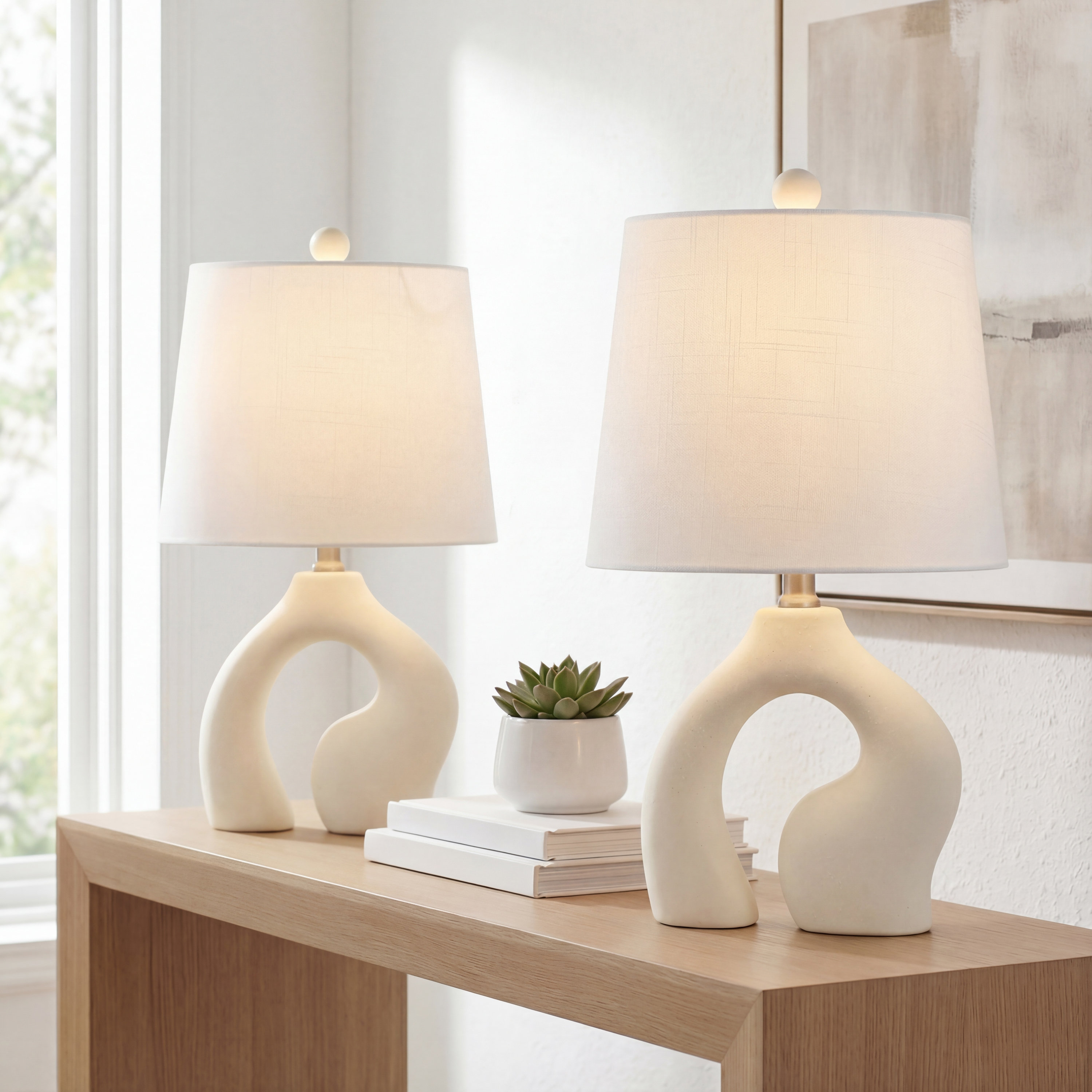 Corrigan Studio® Tula 19" Scandinavian Minimalist Ceramic Arch LED ...