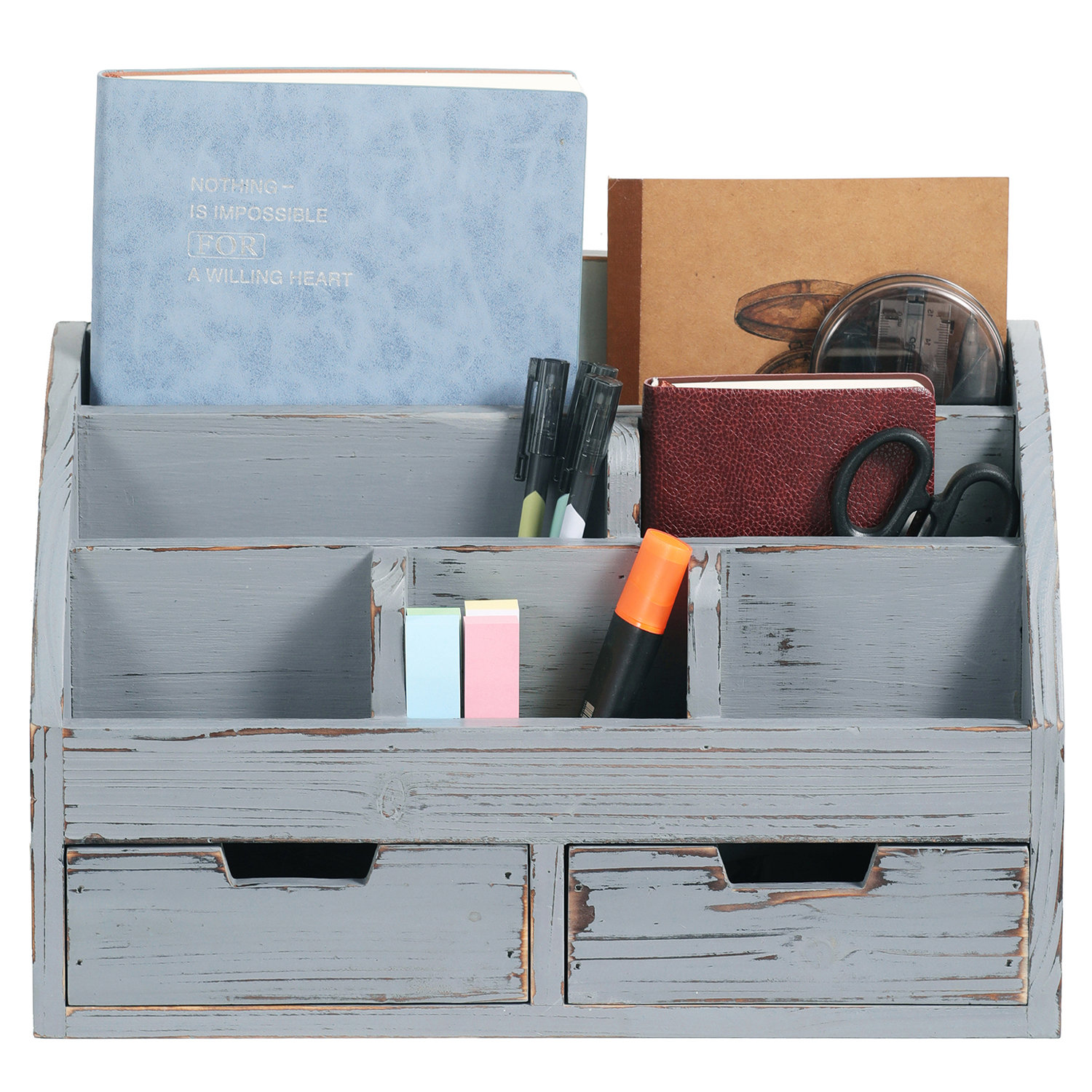Inbox Zero 6 Compartment Wood Supplies Desk Organizer & Reviews | Wayfair