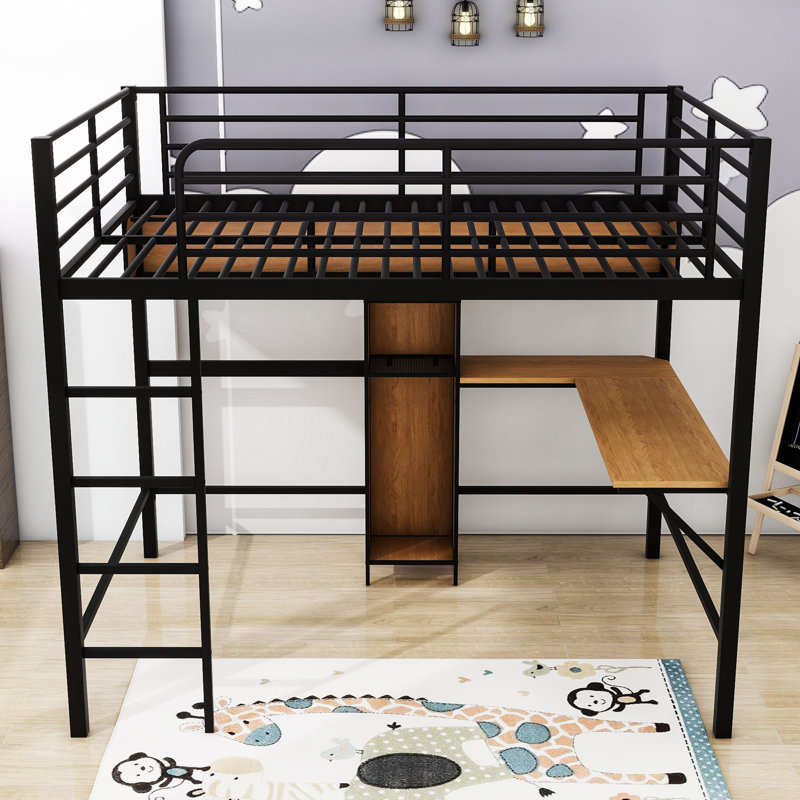 Mason & Marbles Airi Full Size Metal Loft Bed With L -Shaped Desk And ...